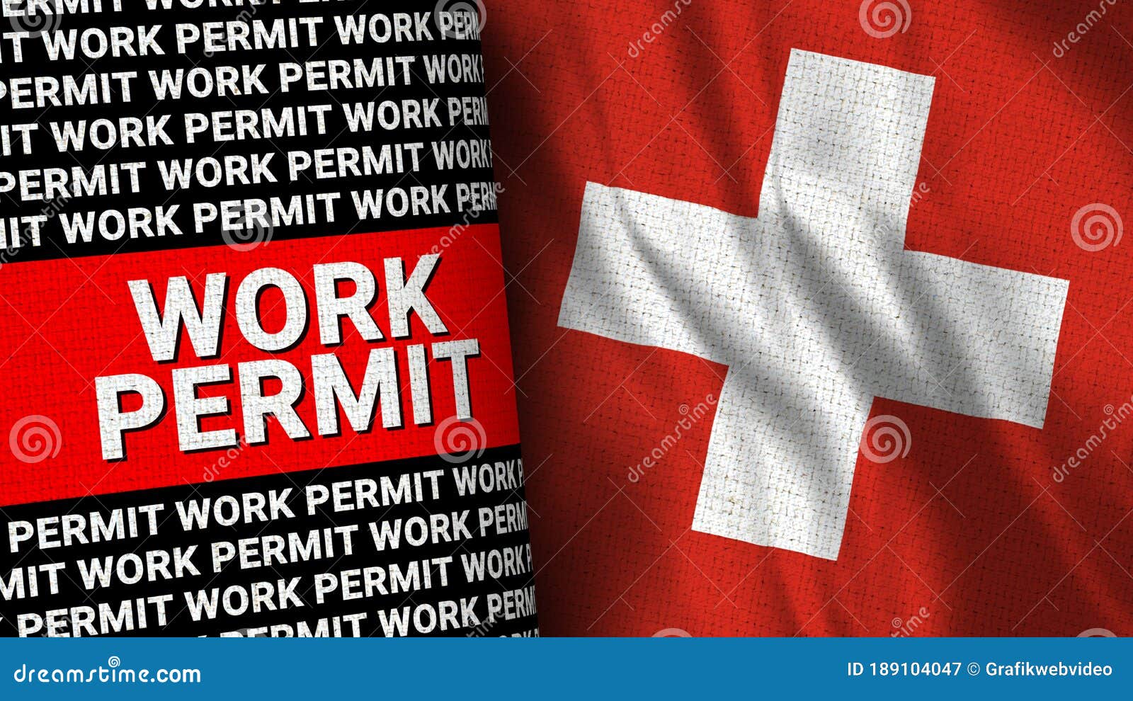 Switzerland Flag with Work Permit Title Stock Illustration ...