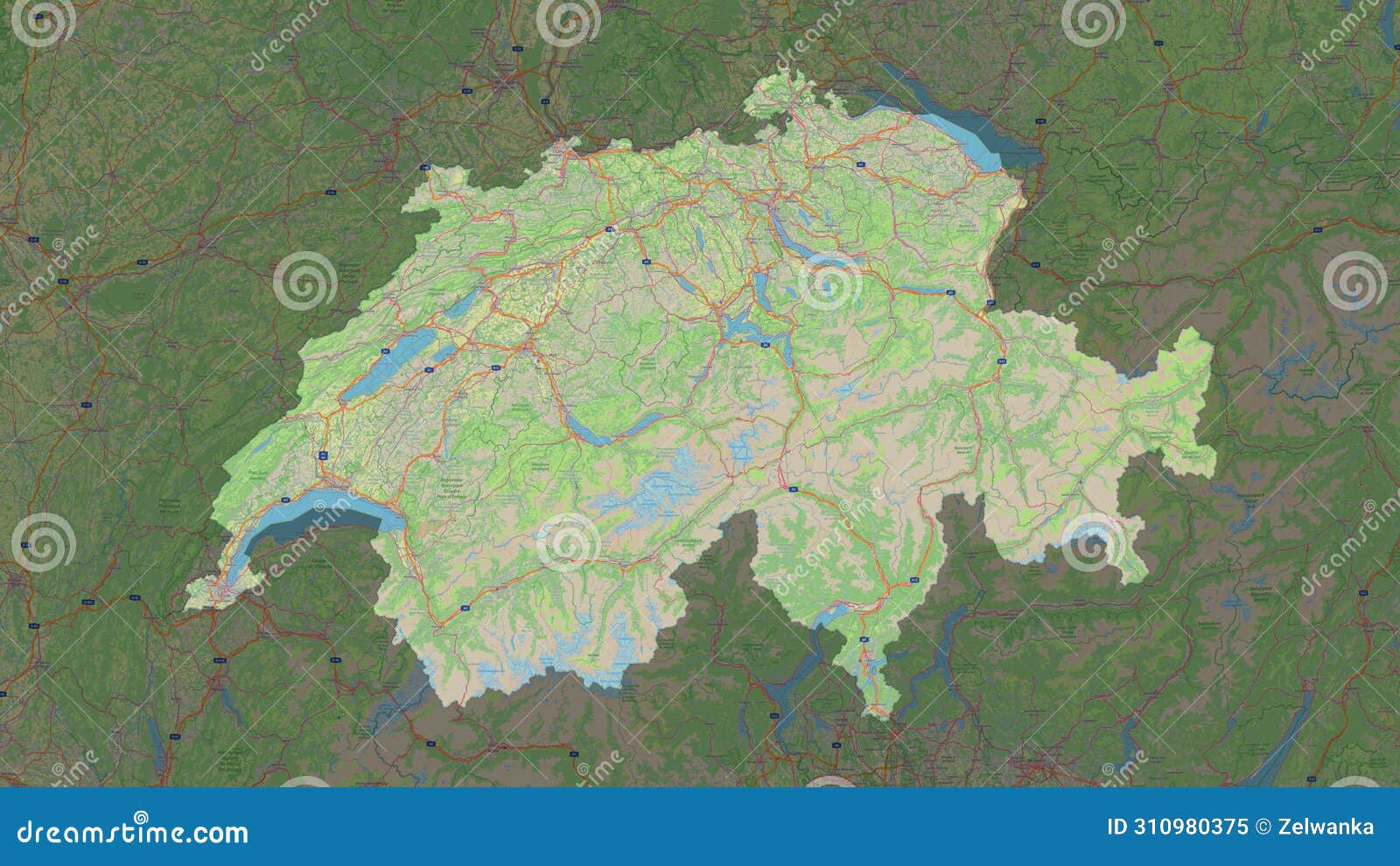 Switzerland Highlighted. Topo German Stock Illustration - Illustration ...