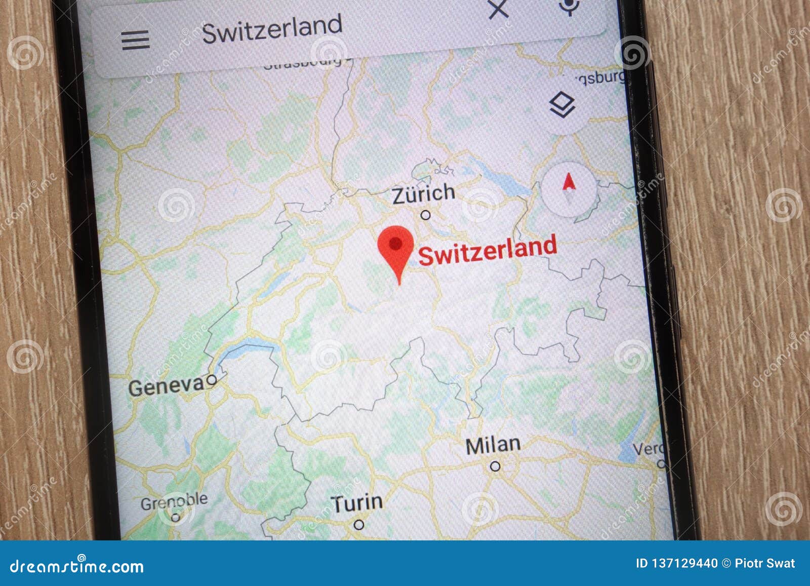 Switzerland Location on Google Maps Displayed on a Modern Smartphone ... Switzerland Location on Google Maps Displayed on a Modern Smartphone ...