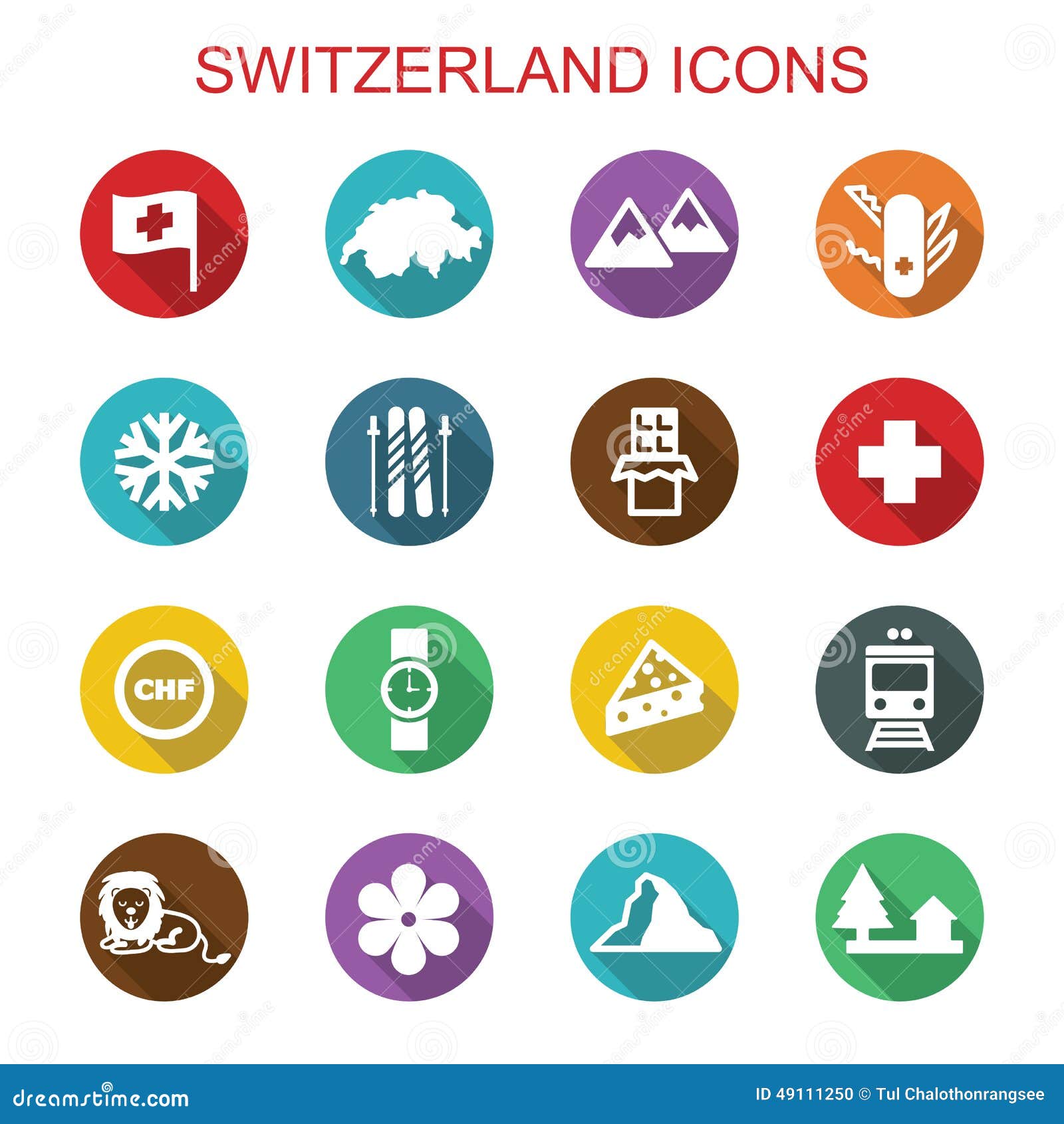 Switzerland Long Shadow Icons Stock Vector - Illustration of cross ...