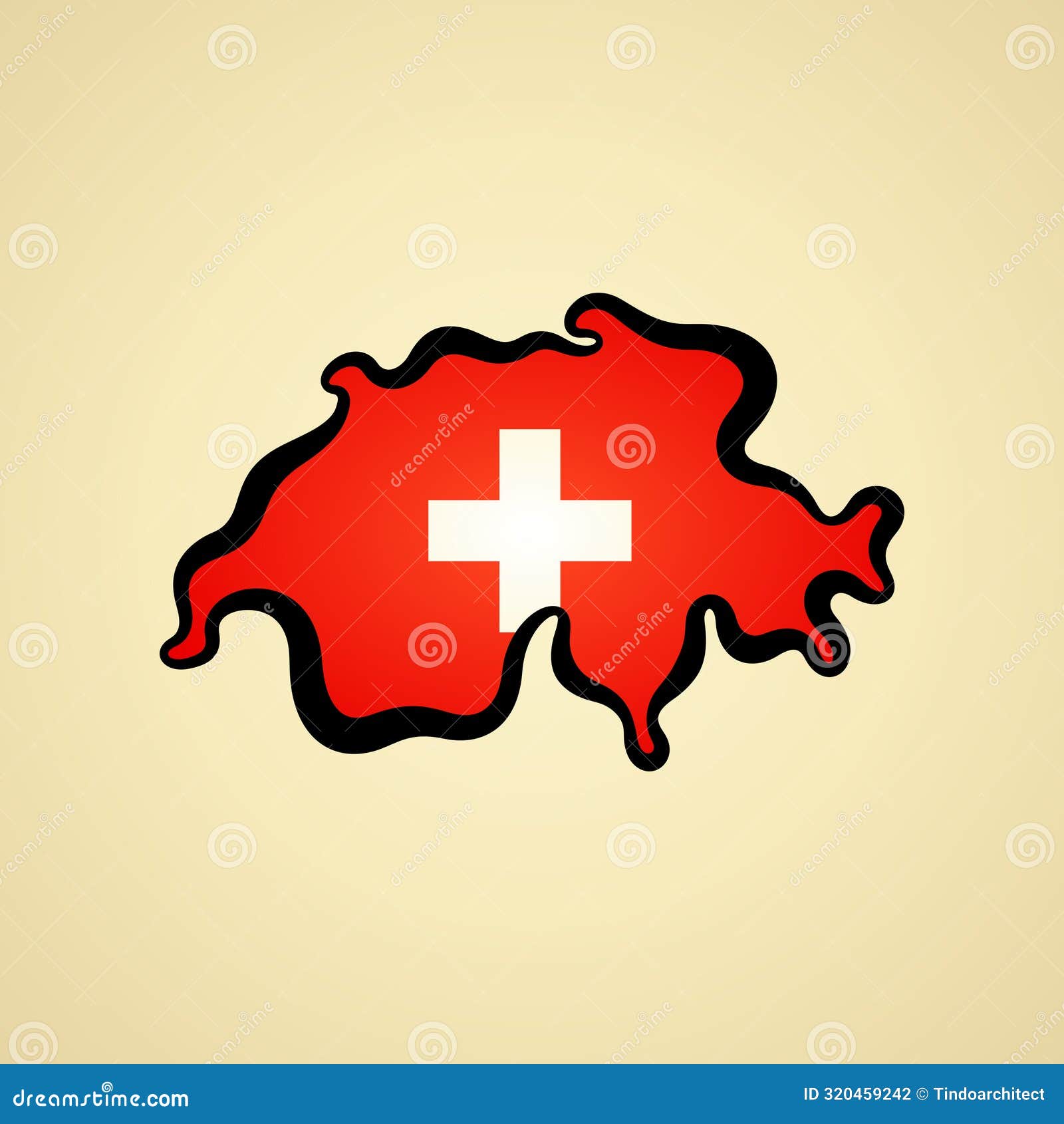 Switzerland - Map Colored with Flag Stock Vector - Illustration of ...