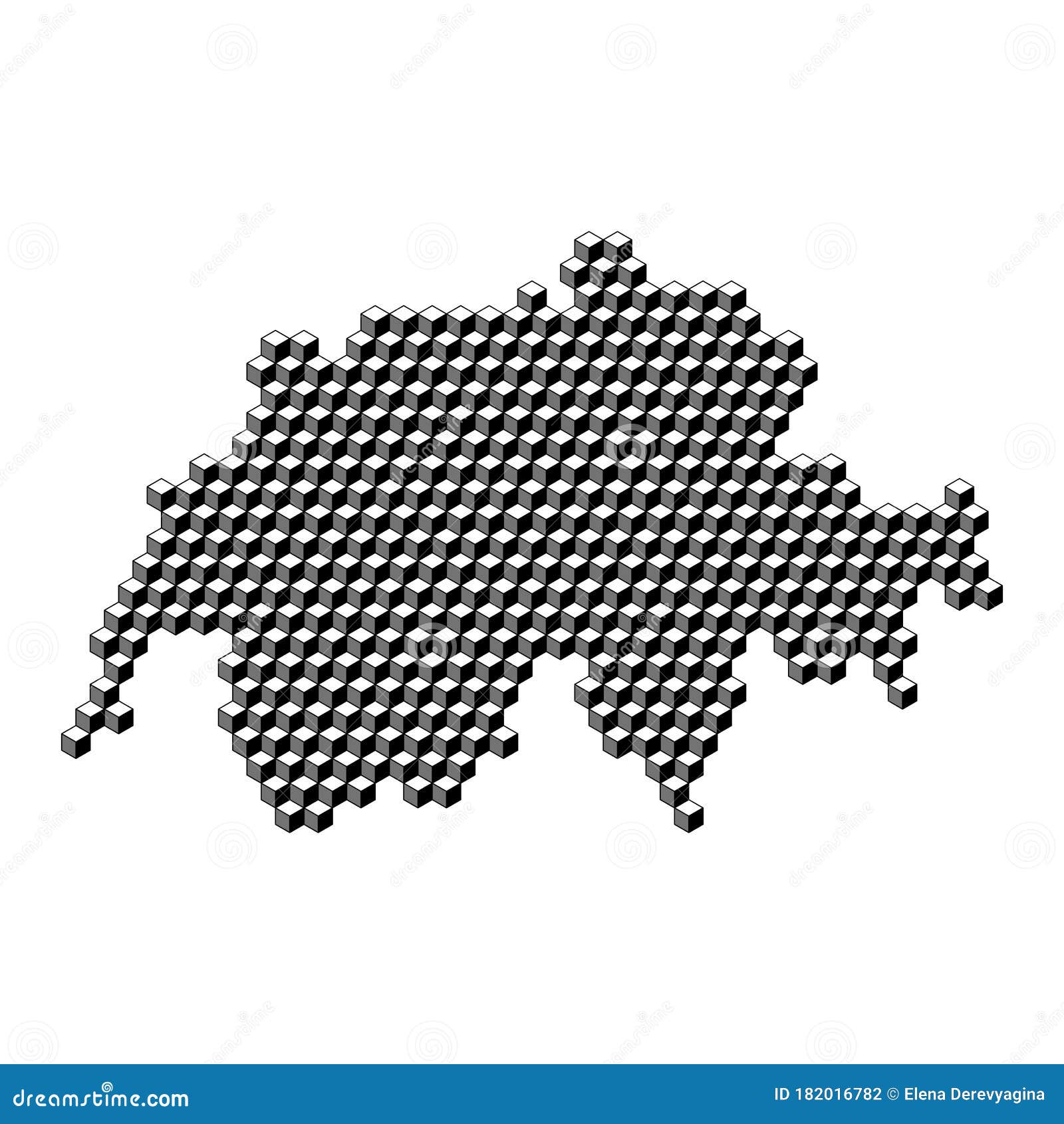 Switzerland Map from 3D Black Cubes Isometric Abstract Concept, Square ...
