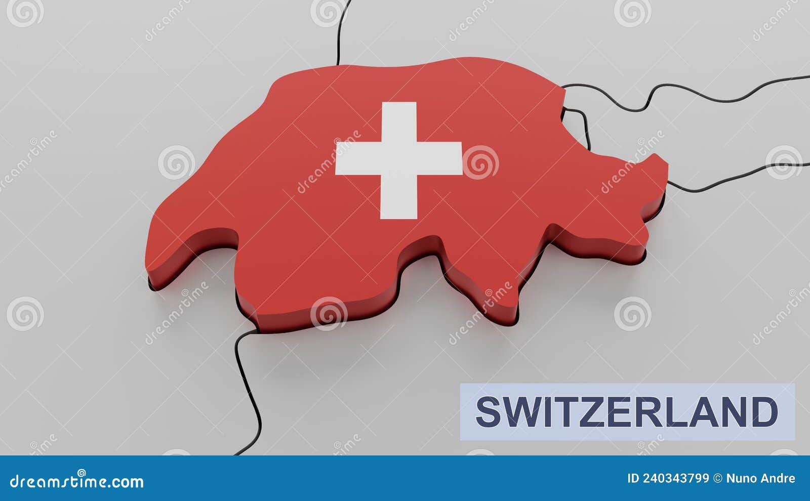 Switzerland Map 3D Illustration Stock Illustration - Illustration of ...