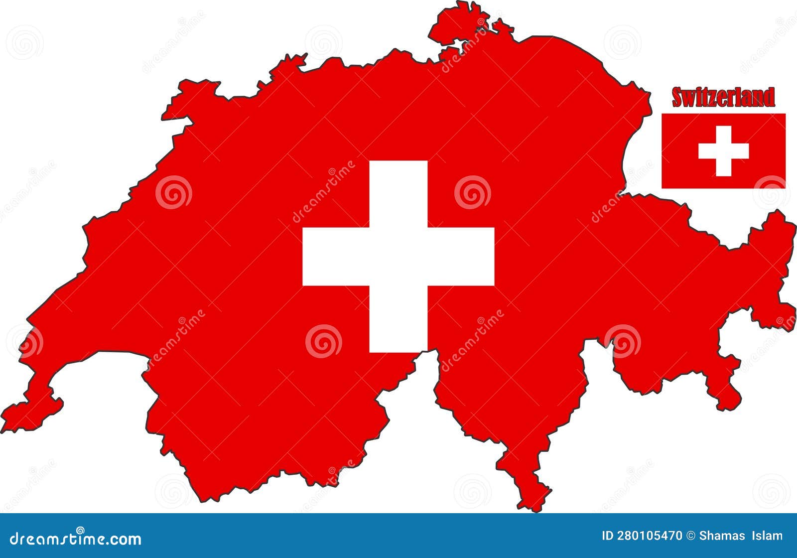 Switzerland Map and Flag Illustration Vector Stock Vector ...