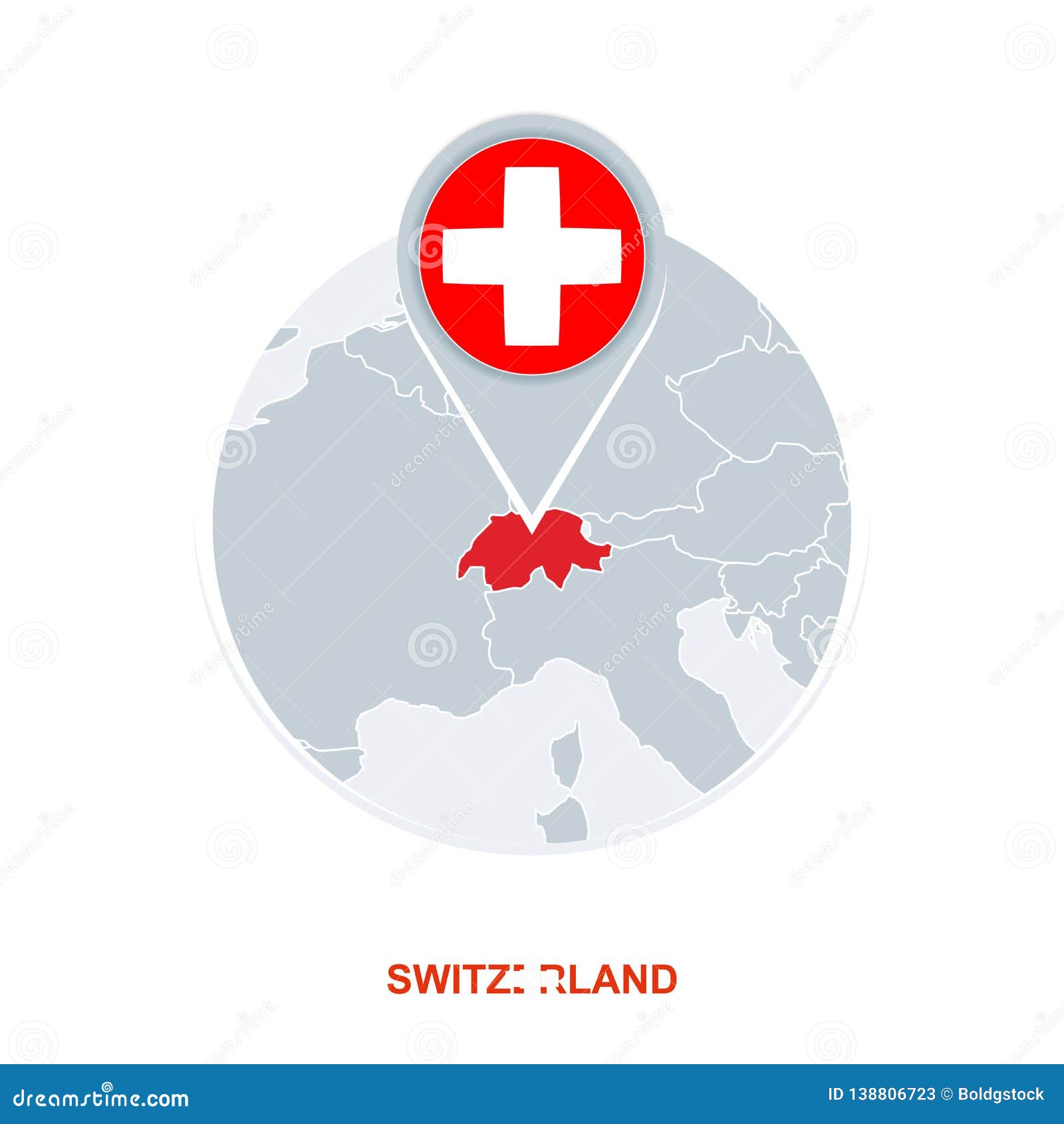 Switzerland Map and Flag, Vector Map Icon with Highlighted Switzerland ...