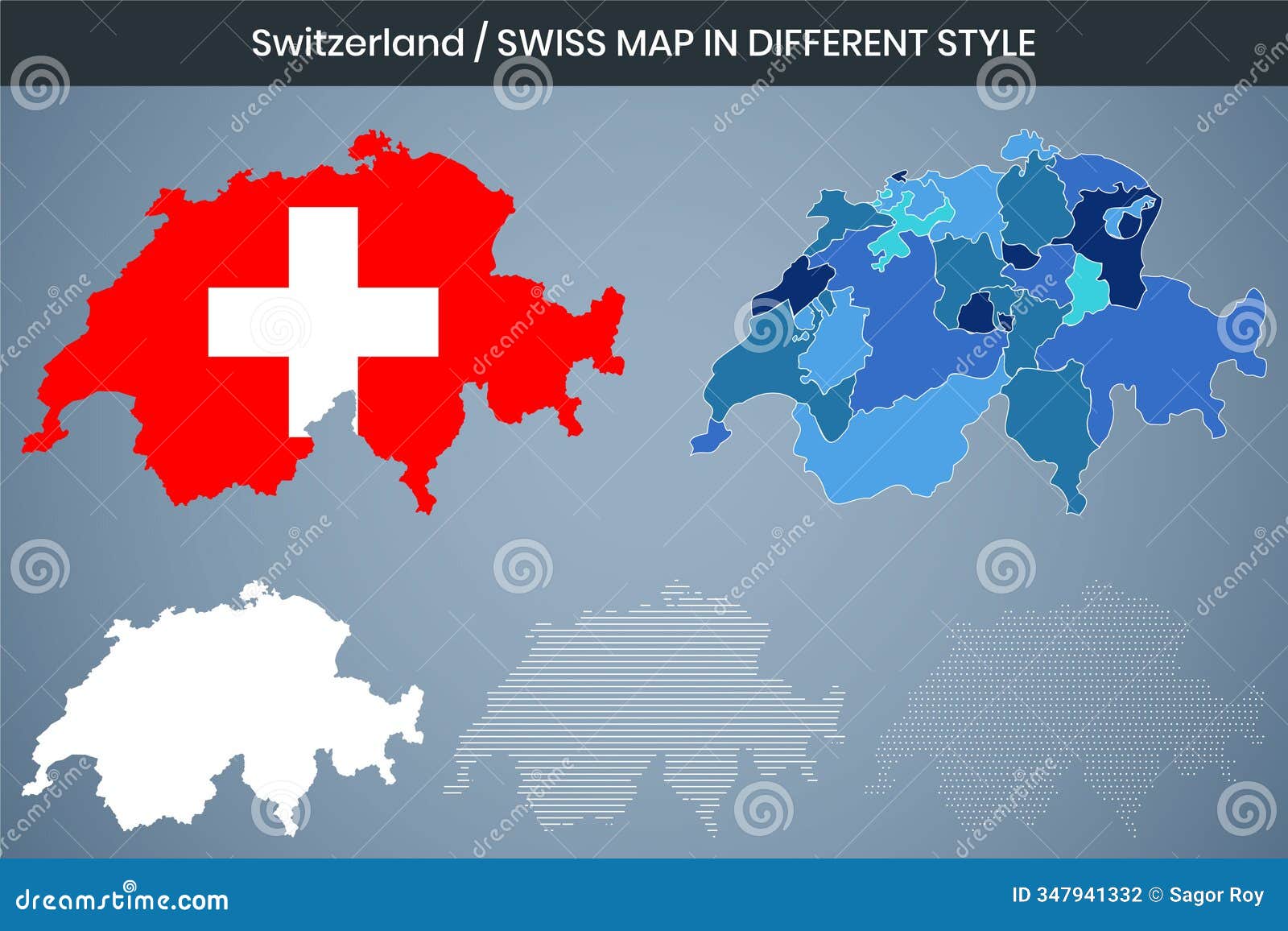 Switzerland Map Illustration Colorful Infographic Template Stock Vector ...