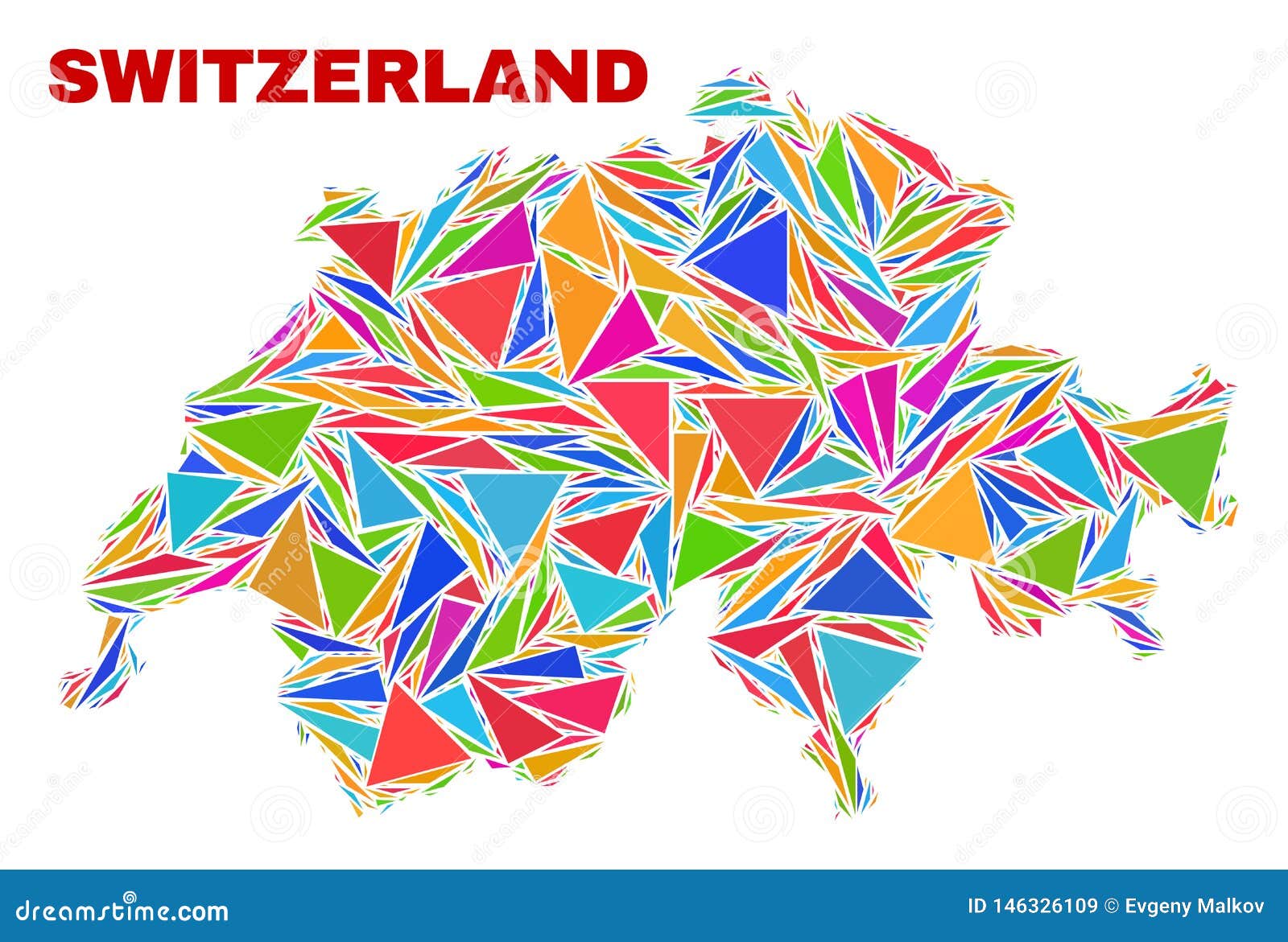 Switzerland Map - Mosaic of Color Triangles Stock Vector - Illustration ...