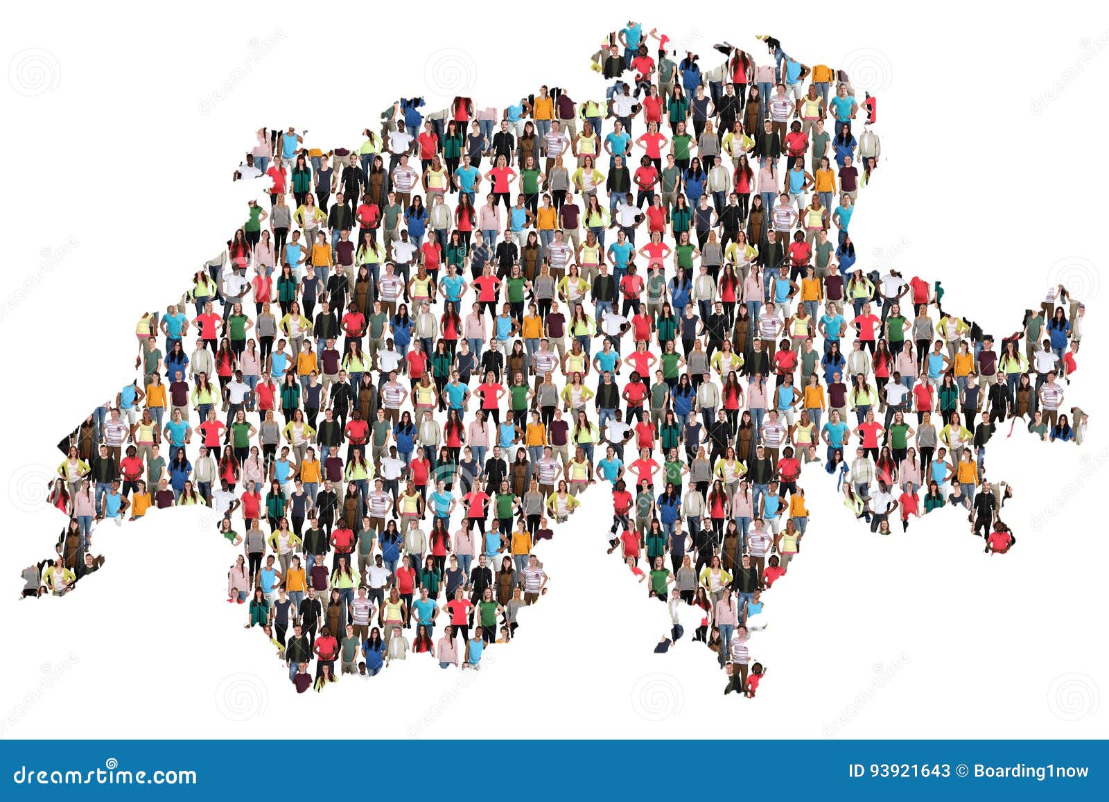 Switzerland Map Multicultural Group of People Integration Immigration ...