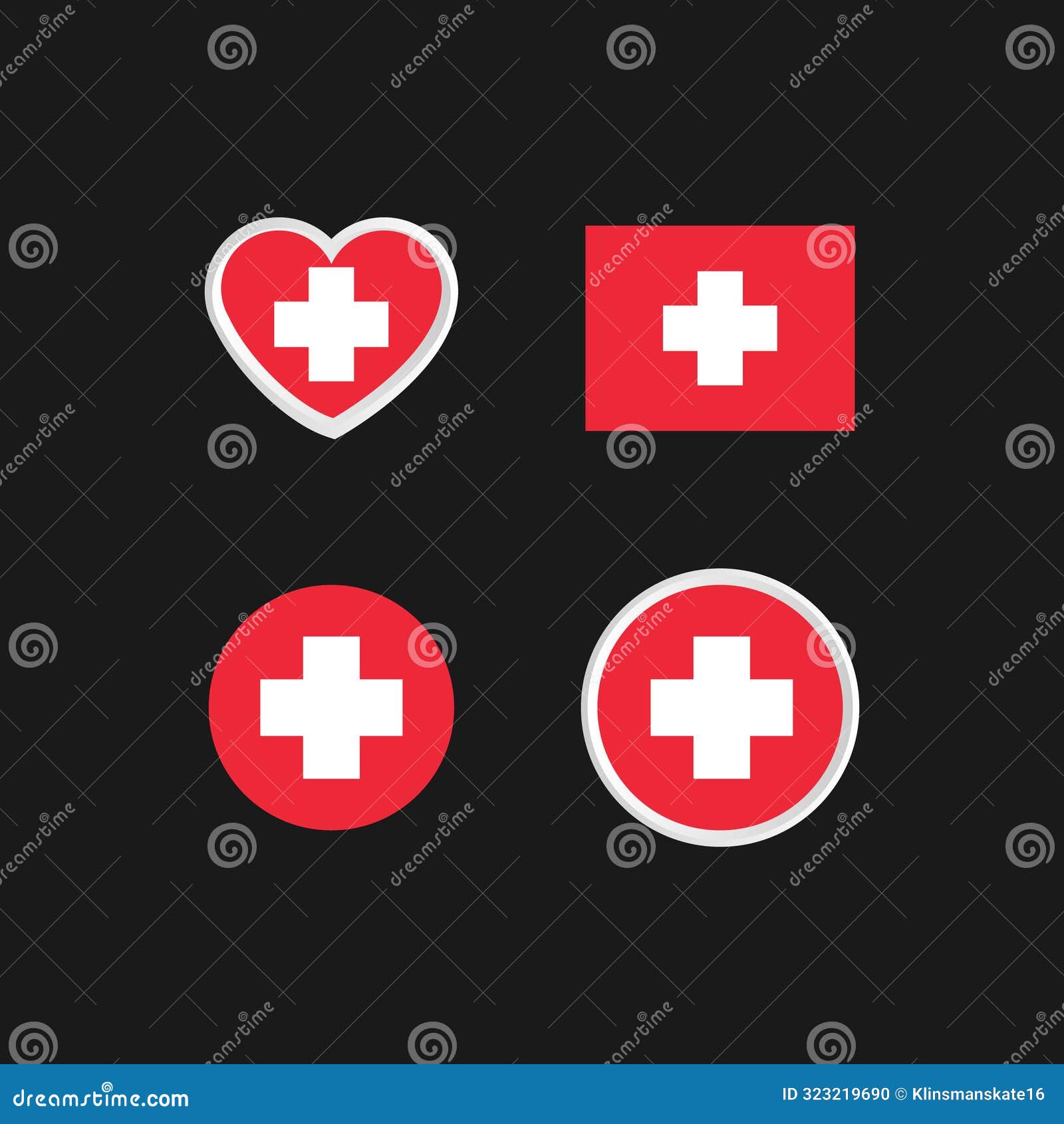 Switzerland Nation Flag Collection Emblem Design Vector Stock Vector ...