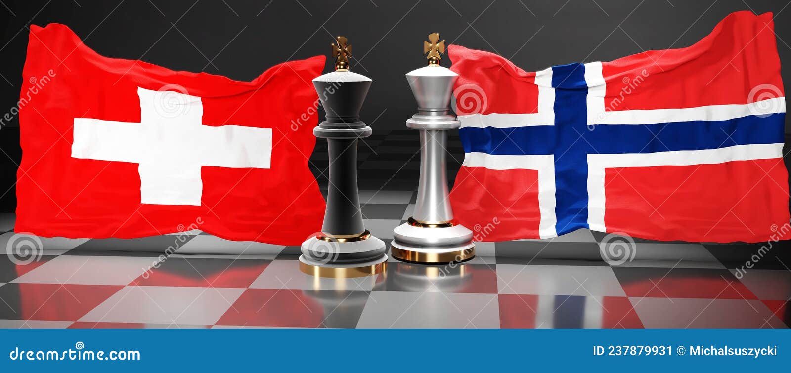 Switzerland And Norway Currencies Codes On National Flags Background ...