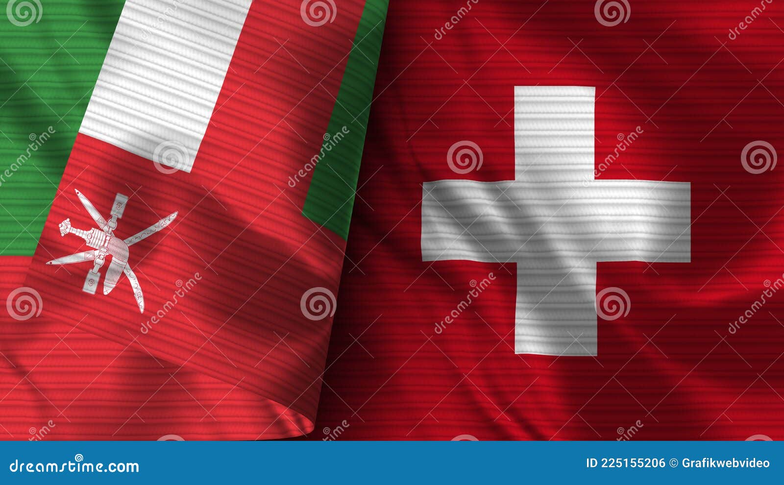 Switzerland and Oman Realistic Flag â€“ Fabric Texture Illustration ...