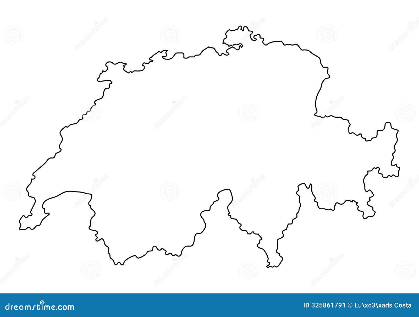 Switzerland Outline Map National Borders Vector Illustration ...