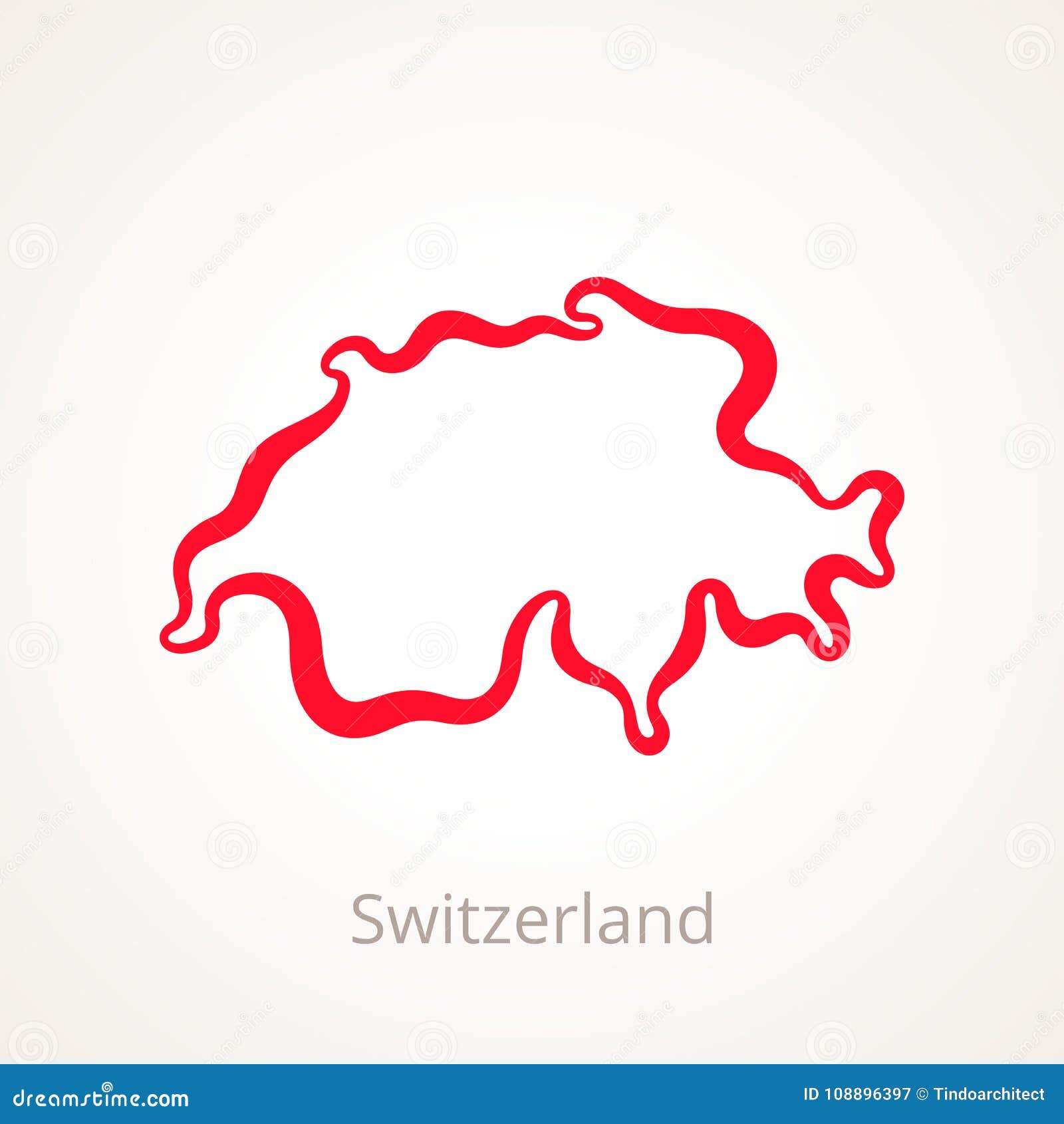 Switzerland Outline Map National Borders Country Shape Vector ...