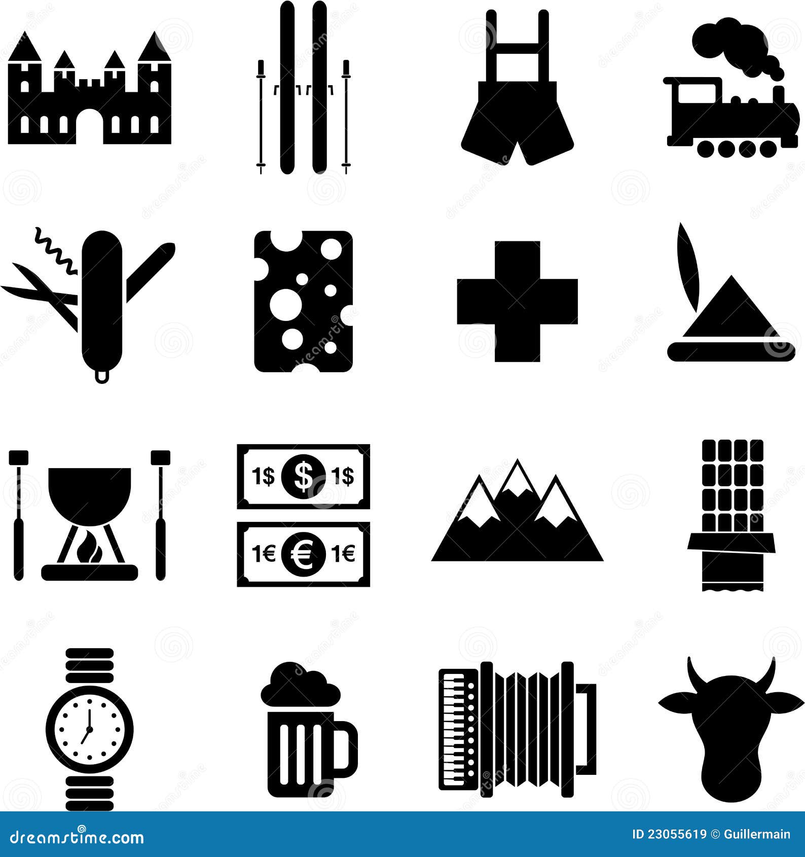 Switzerland pictograms stock vector. Illustration of travel - 23055619