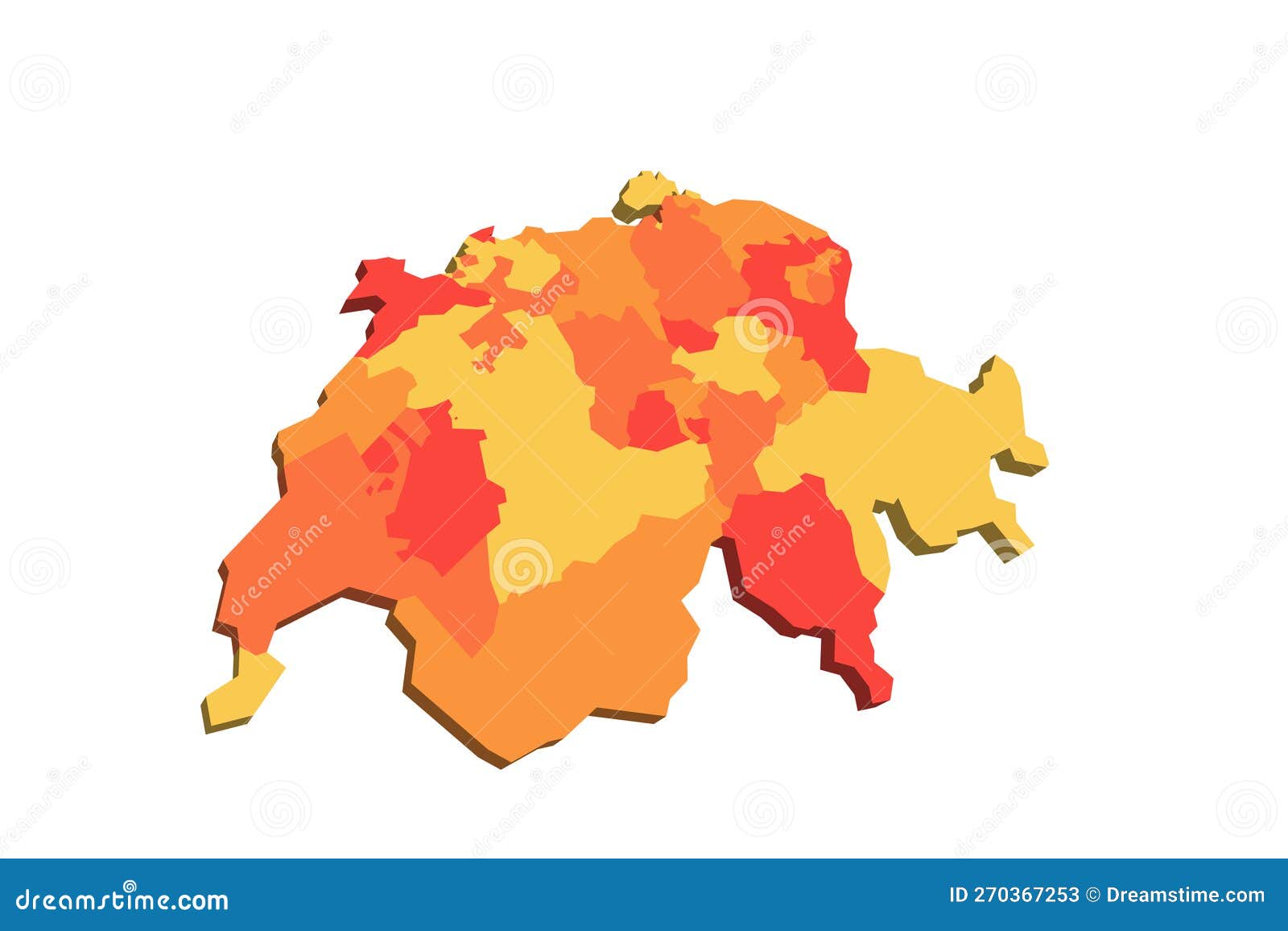 Switzerland Political Map of Administrative Divisions Stock ...