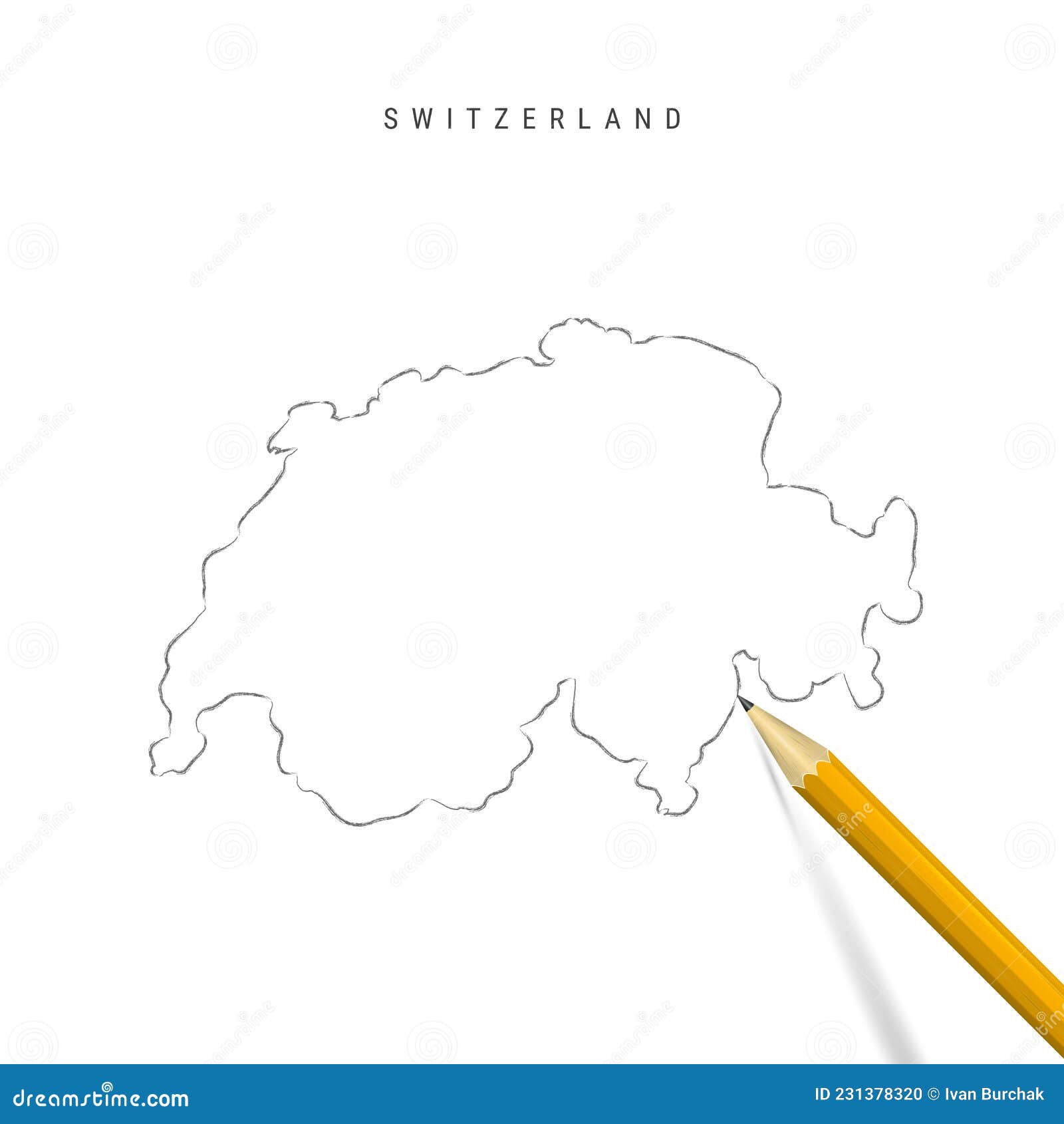 Switzerland Freehand Sketch Outline Vector Map Isolated on White ...