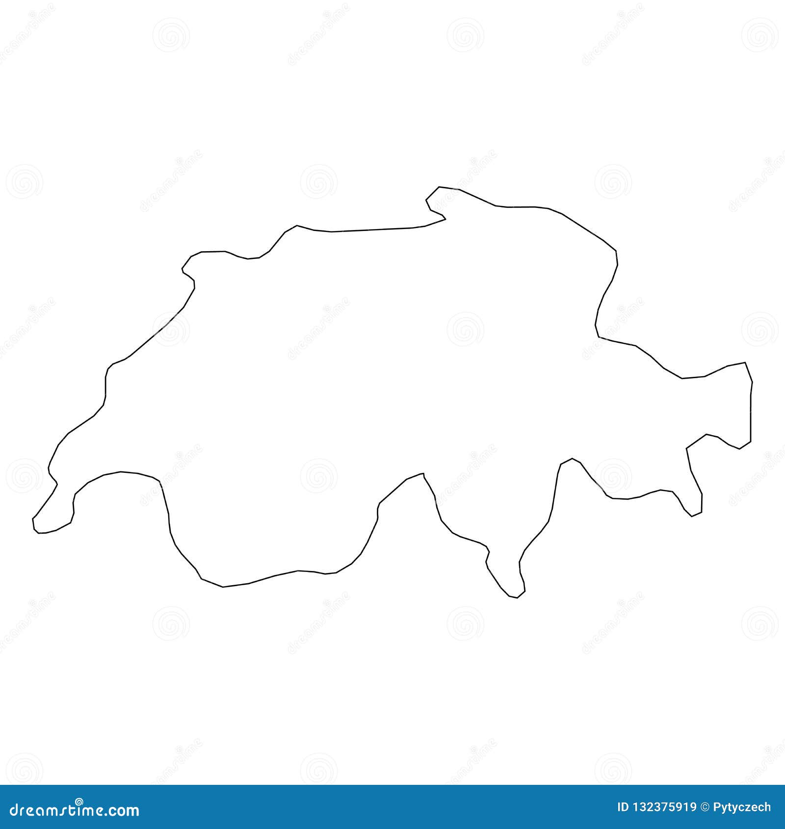 Switzerland - Solid Black Outline Border Map of Country Area. Simple ...