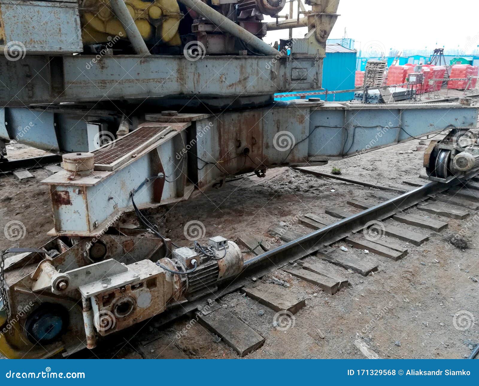 Swivel Platform of a Tower Crane. Construction Site Stock Photo - Image ...
