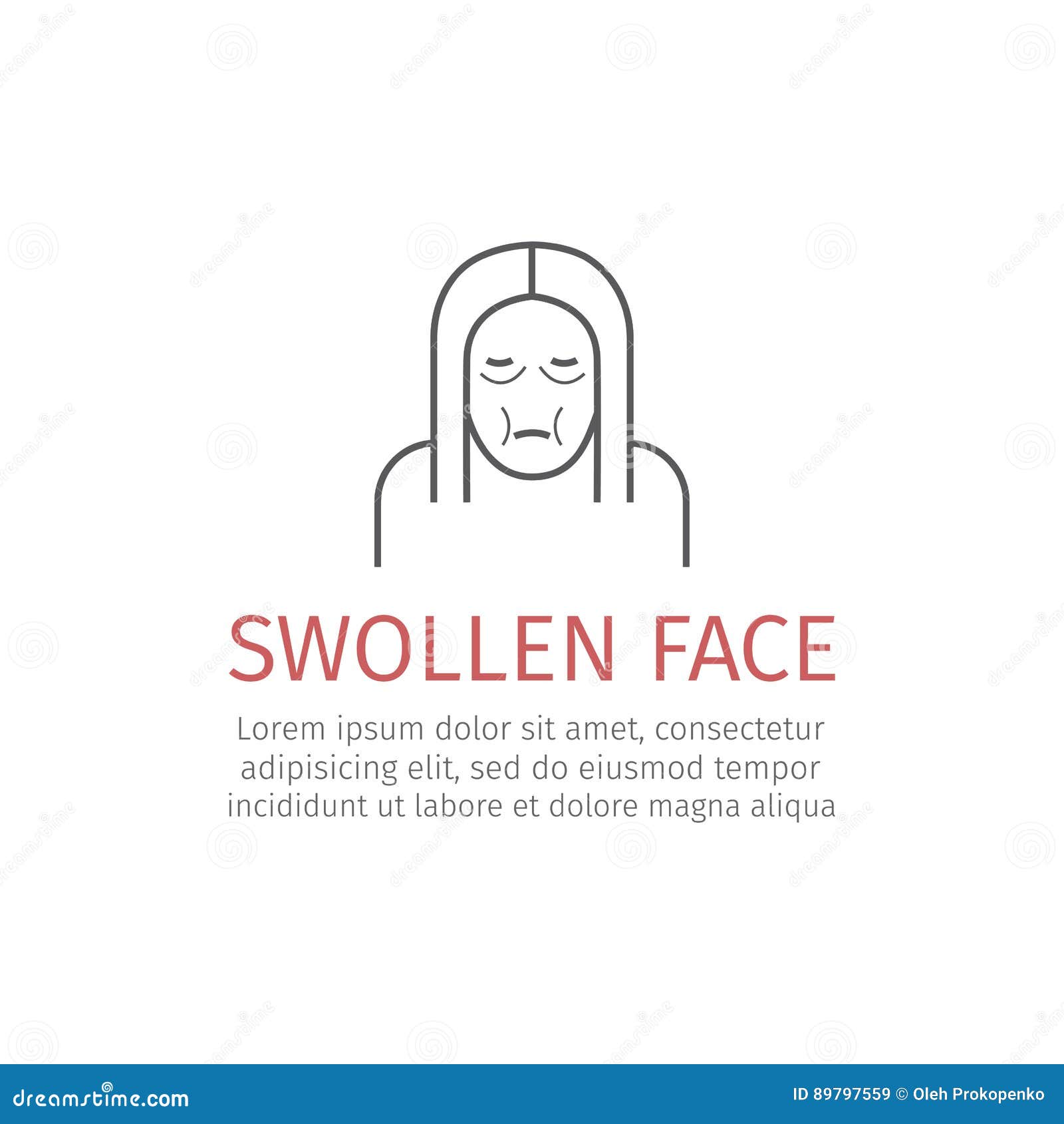 Swollen face icon stock illustration. Illustration of health - 89797559