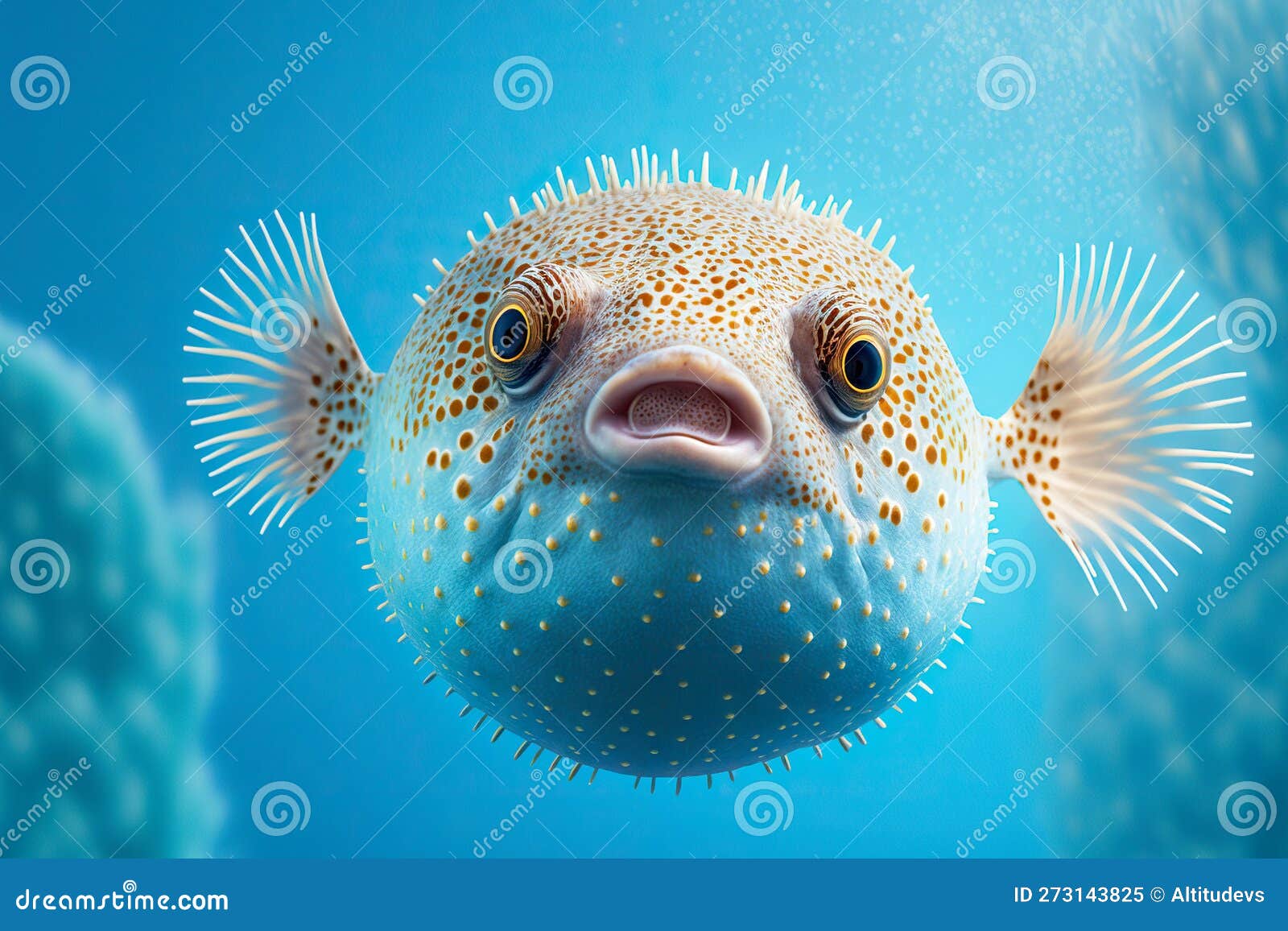 Swollen Like Puffer Fish Ball with Black Eyes and Spikes on Body Stock ... Swollen Like Puffer Fish Ball with Black Eyes and Spikes on Body Stock ...