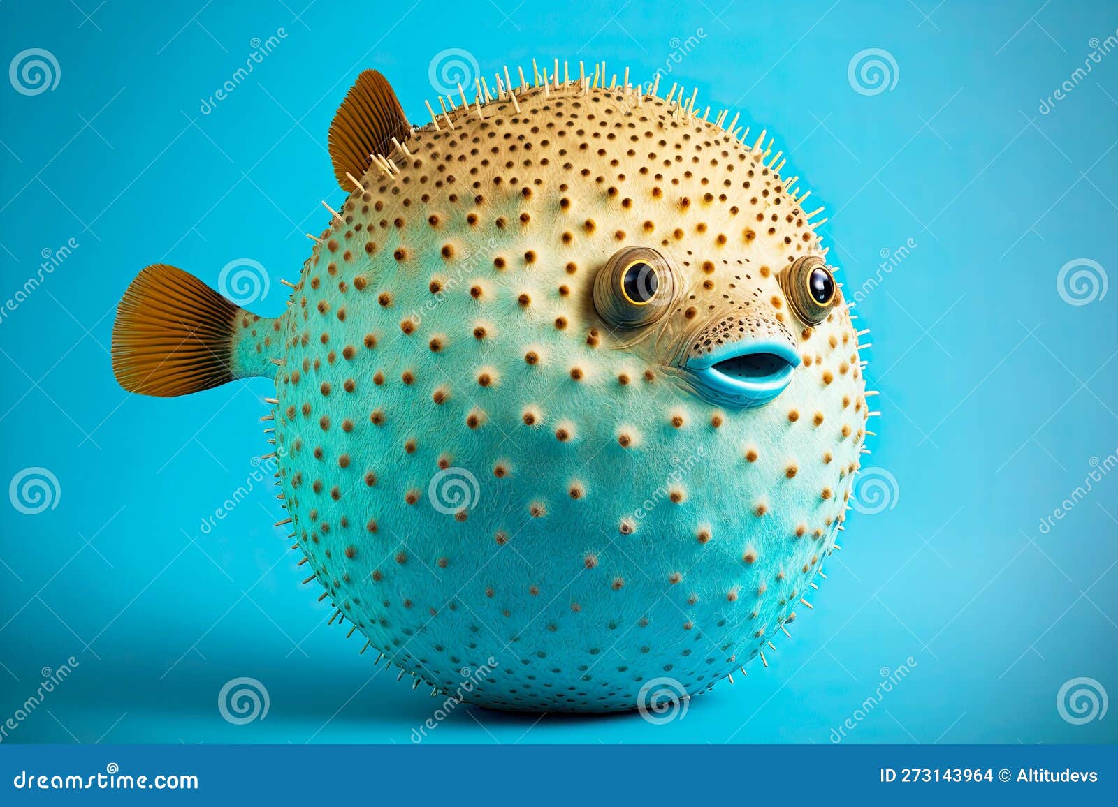 Swollen Like Puffer Fish Ball with Black Eyes and Spikes on Body Stock ... Swollen Like Puffer Fish Ball with Black Eyes and Spikes on Body Stock ...