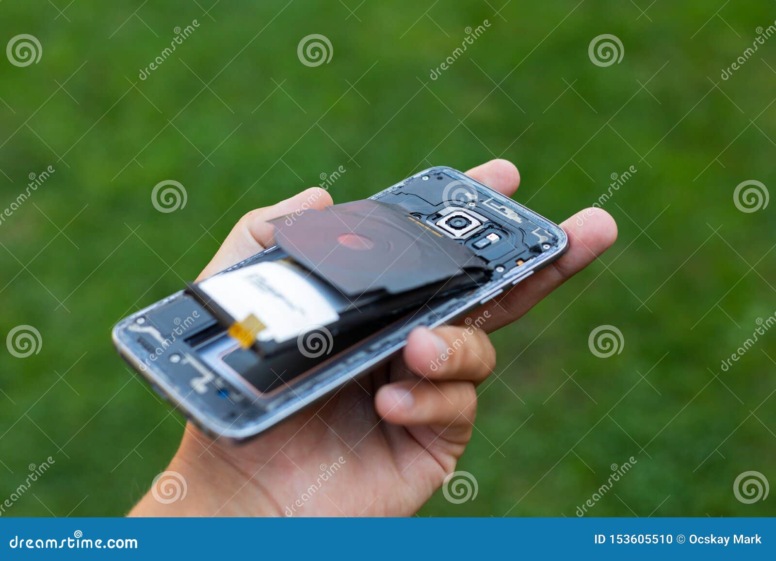 Swollen Lithium Smartphone Battery Stock Photo - Image of circuit ...