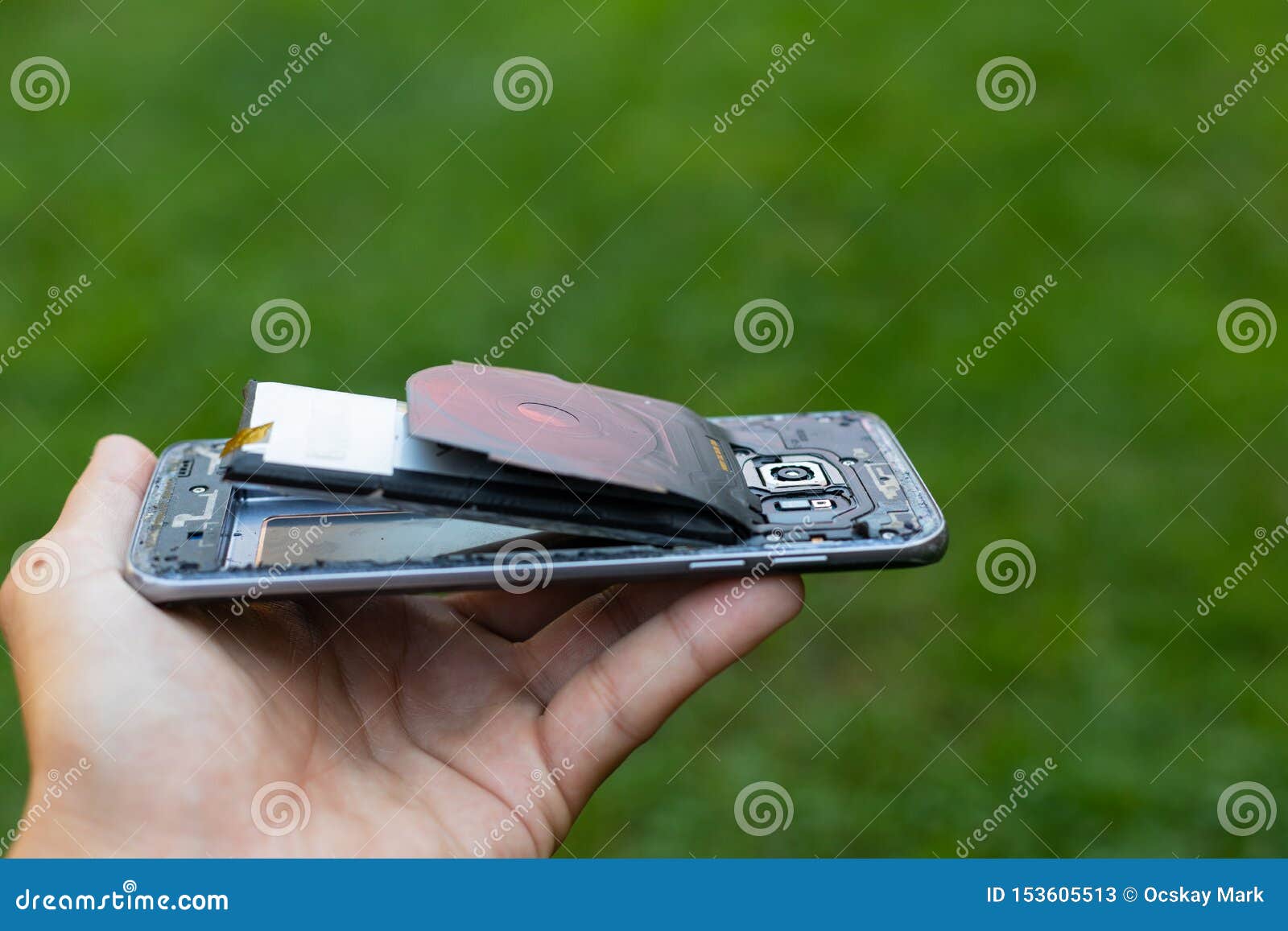 Swollen Lithium Smartphone Battery Stock Image - Image of lithium, hand ...