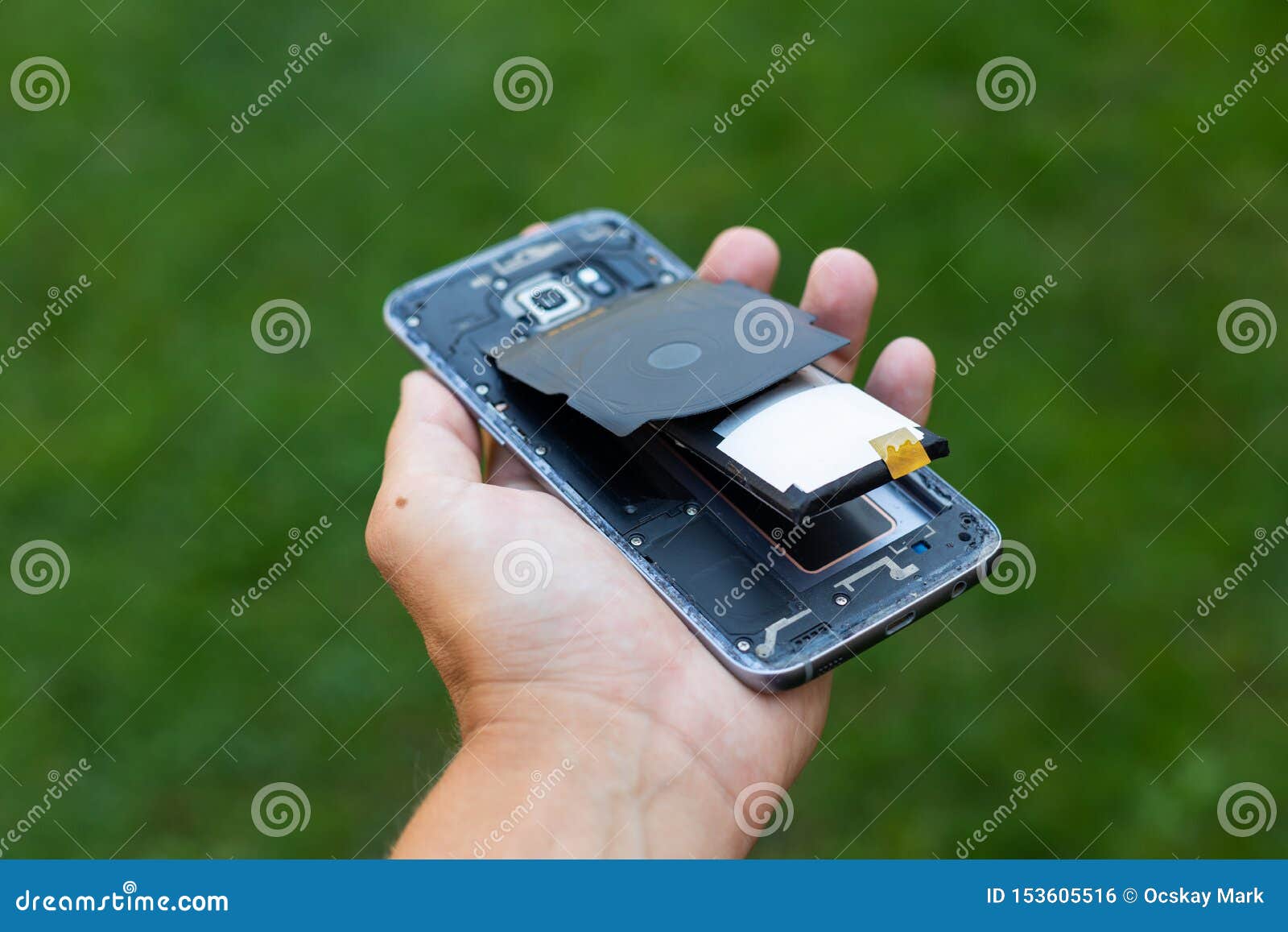 Swollen Lithium Smartphone Battery Stock Photo - Image of broken ...