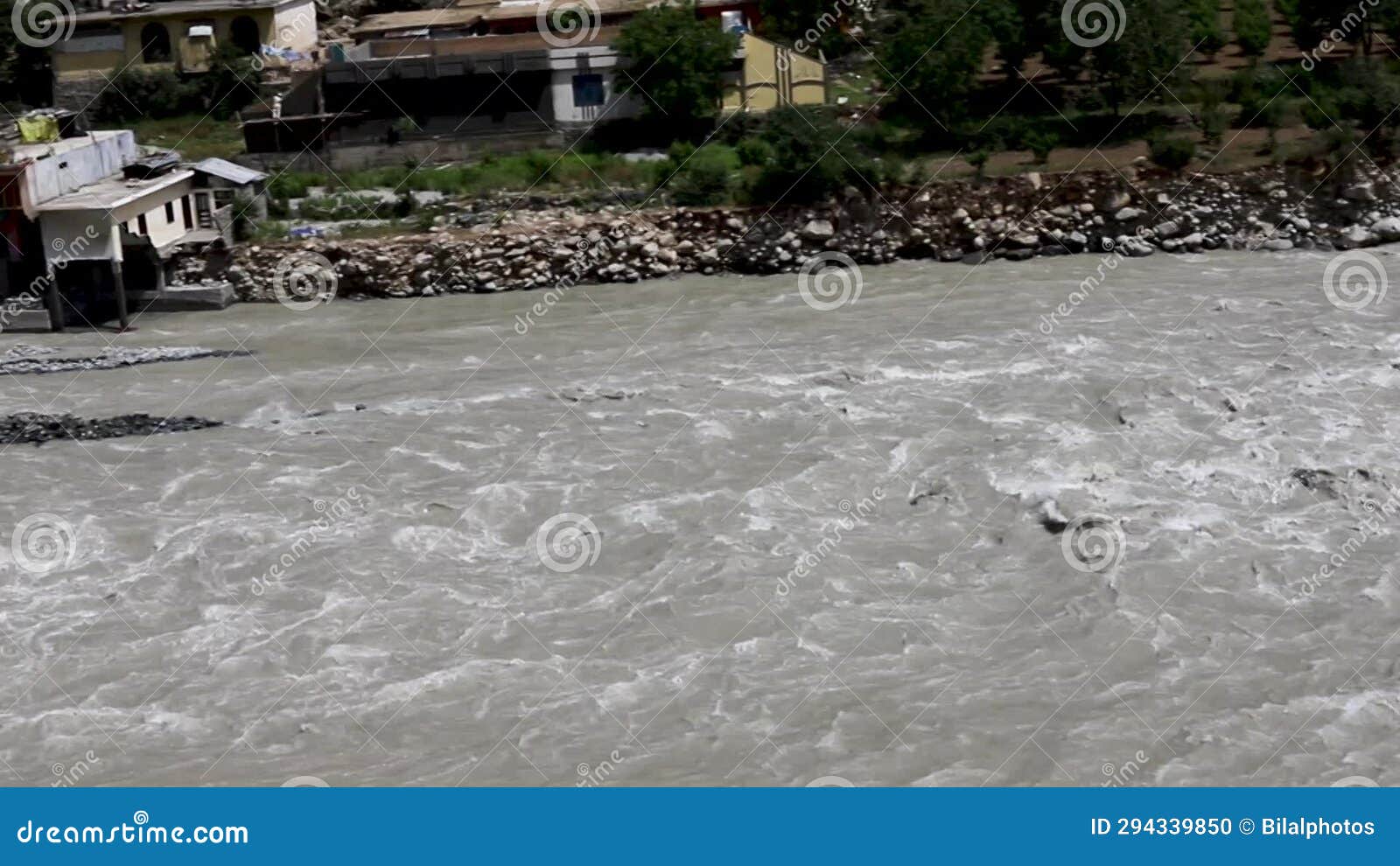 Swollen River after Storm and Heavy Raining in the Valley Stock Footage ...