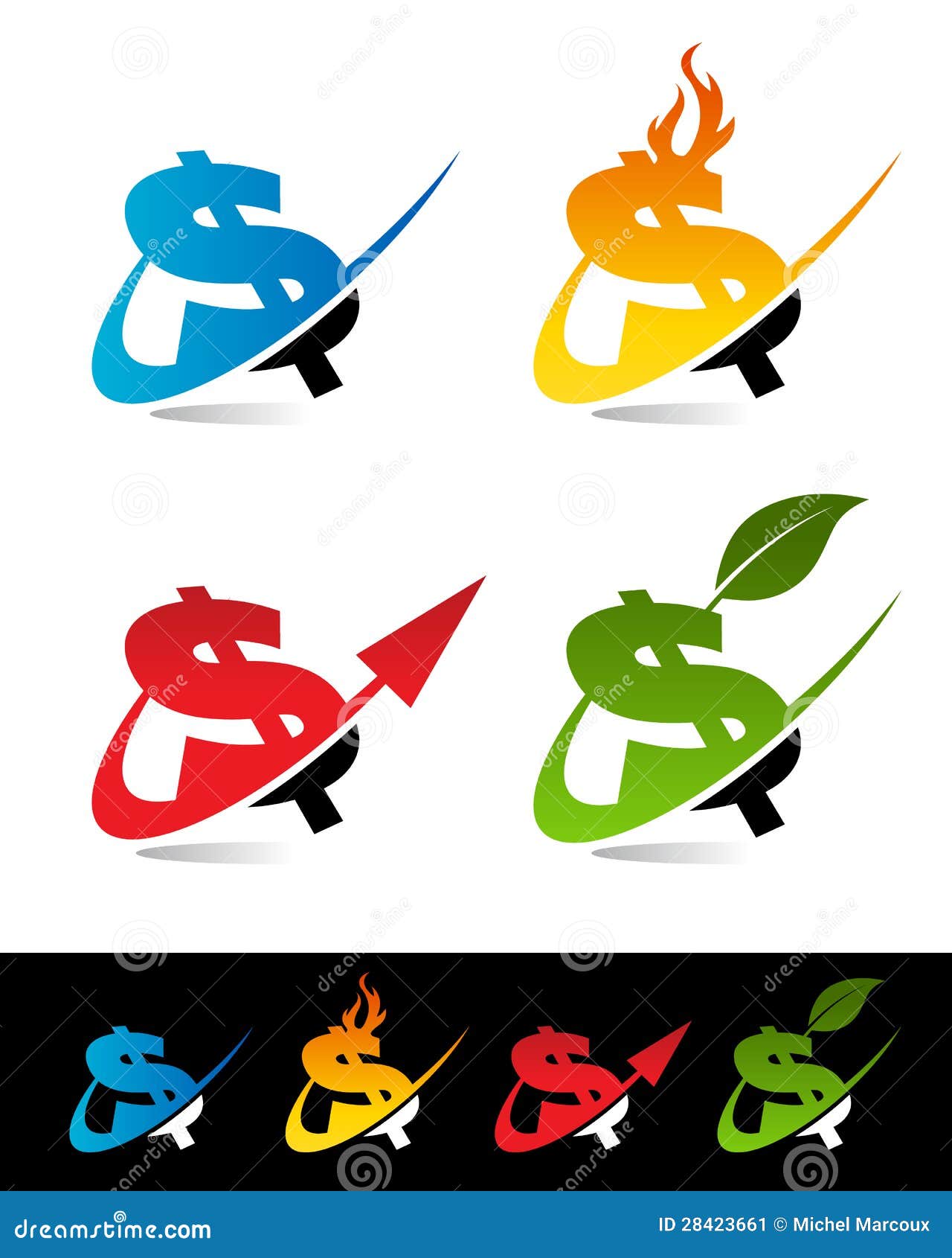Swoosh Dollar Icons stock vector. Illustration of typeface - 28423661
