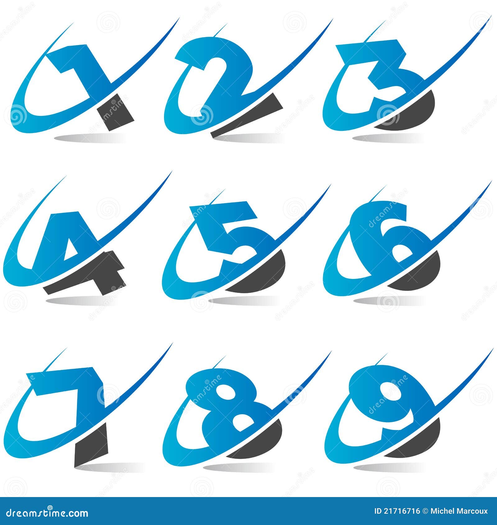 Swoosh Numbers Set4 stock vector. Illustration of isolated - 21716716