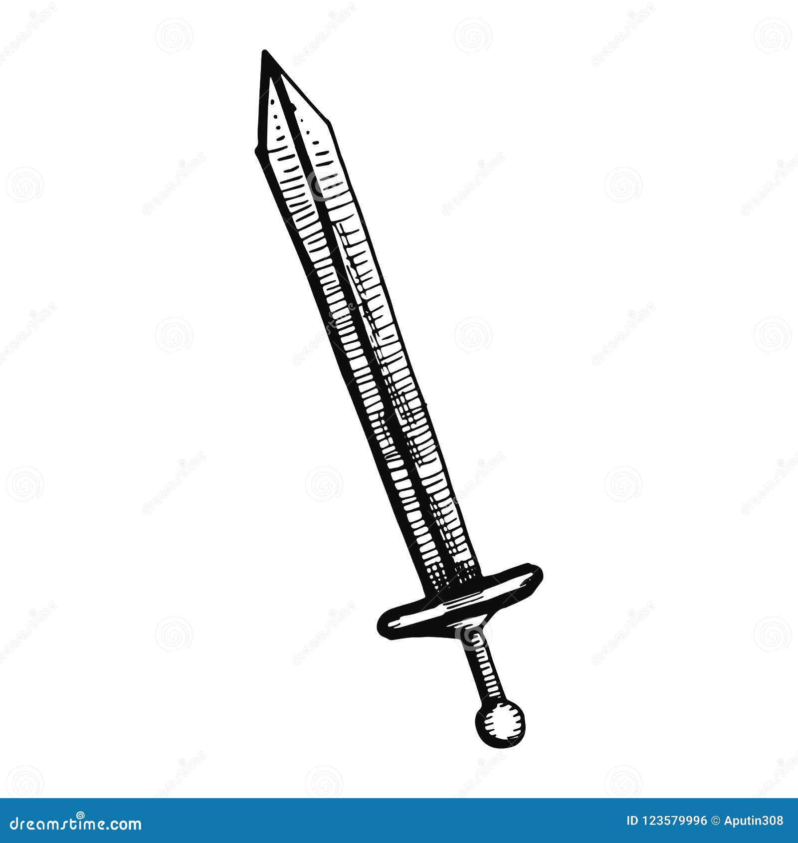 Sword Ancient Object. Isolated Sketch Stock Vector - Illustration of ...