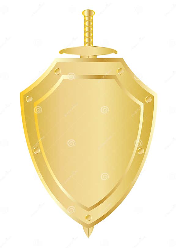 Sword behind the shield stock vector. Illustration of metallic - 14294913