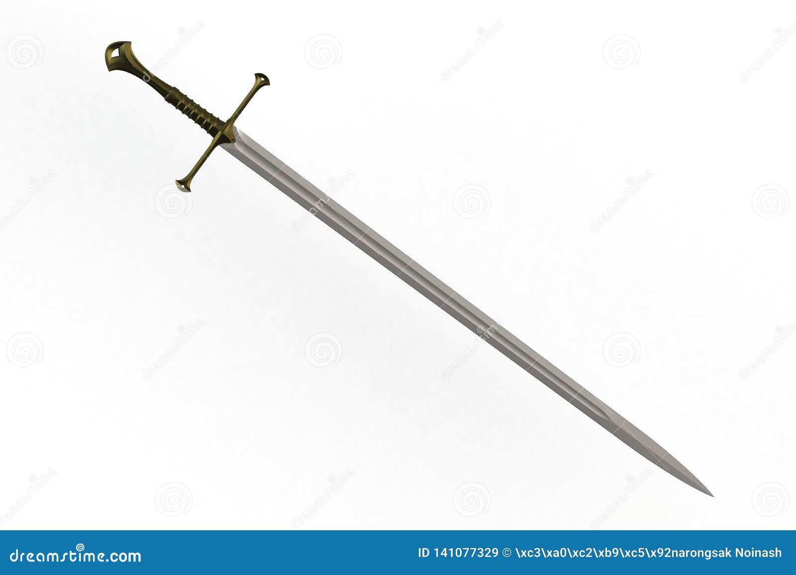 Sword Displayed By Vertical, Isolated On White Background Stock Image ...