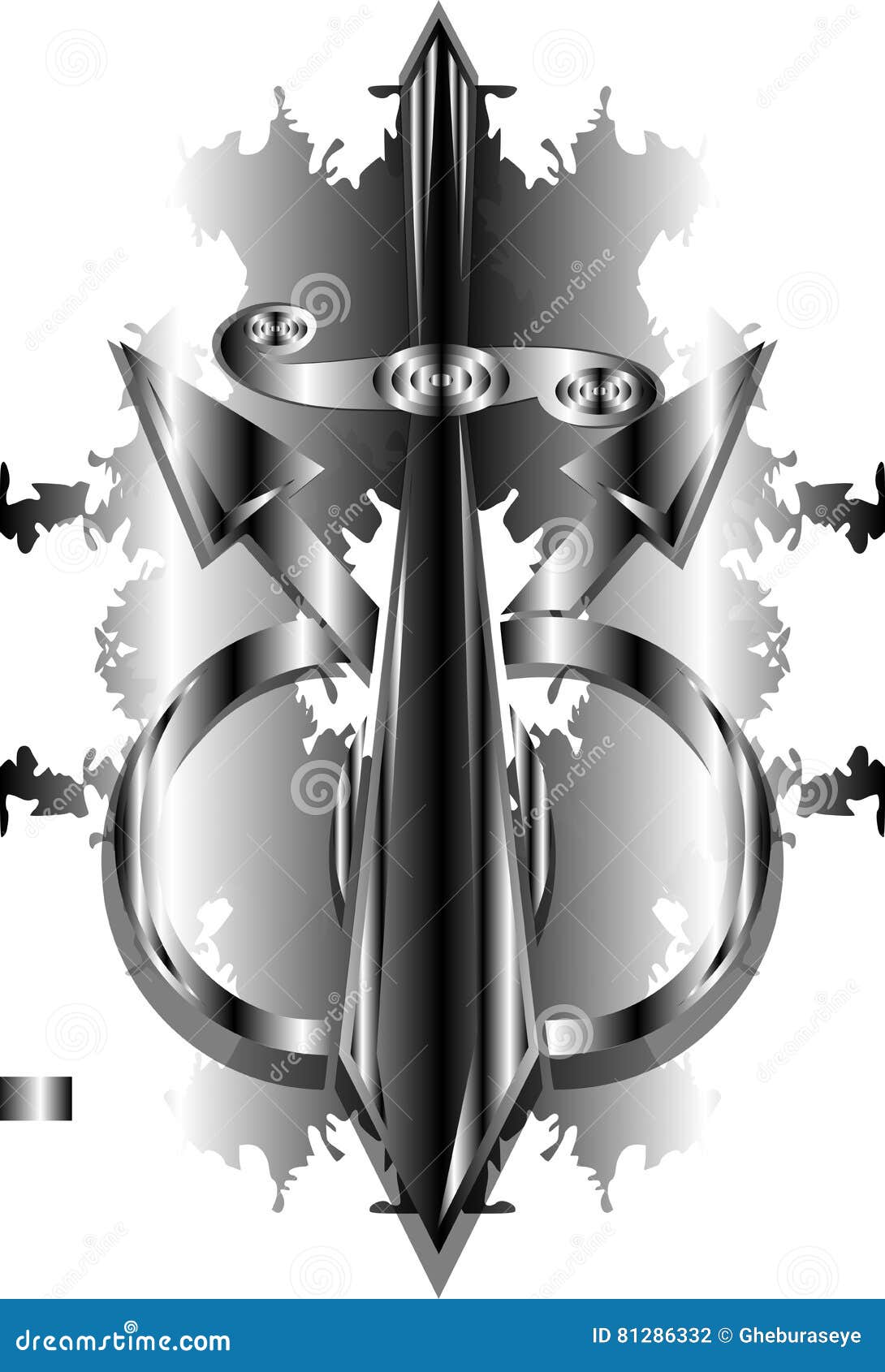 Sword with Double Male Symbol on Isolated Decoration Stock Photo ...