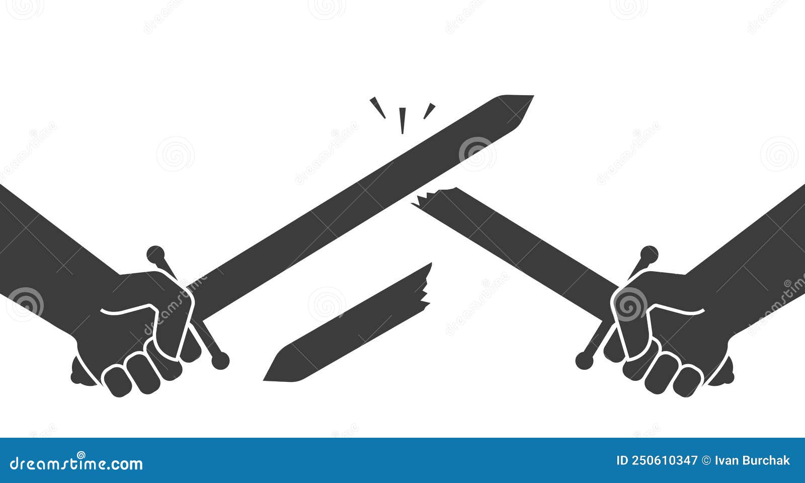 Sword Fight. Victory, Broken Sword. Flat Vector Illustration Isolated ...
