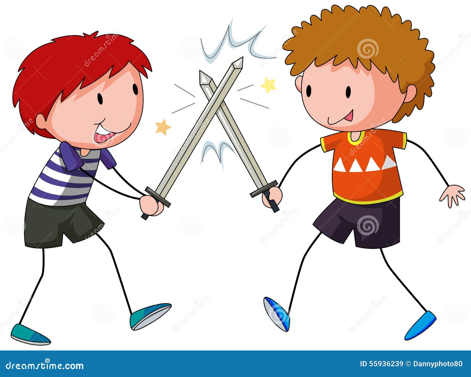 Sword fighting stock vector. Illustration of people, childhood - 55936239