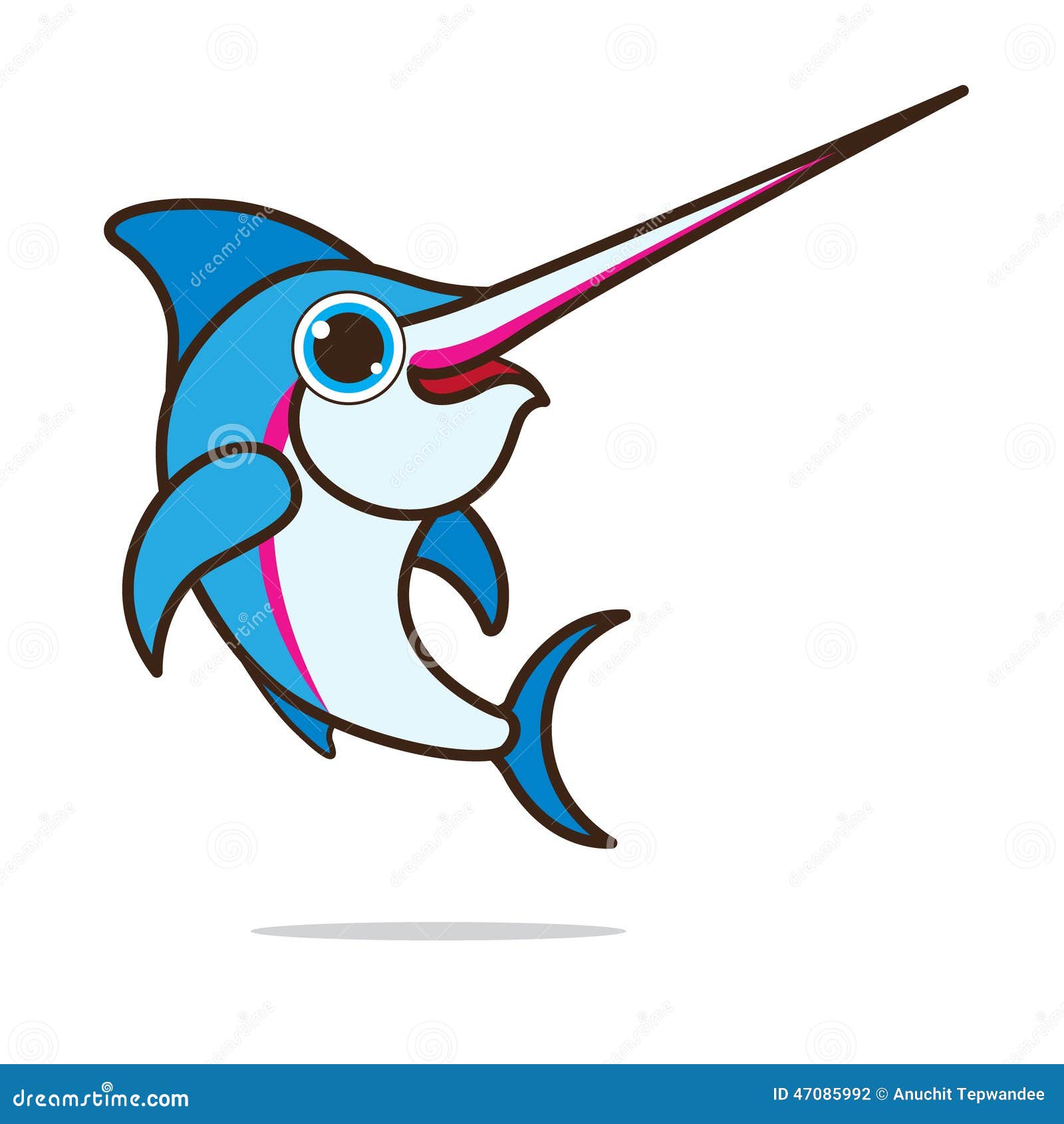 Sword fish cute cartoon stock illustration. Illustration of animal ...