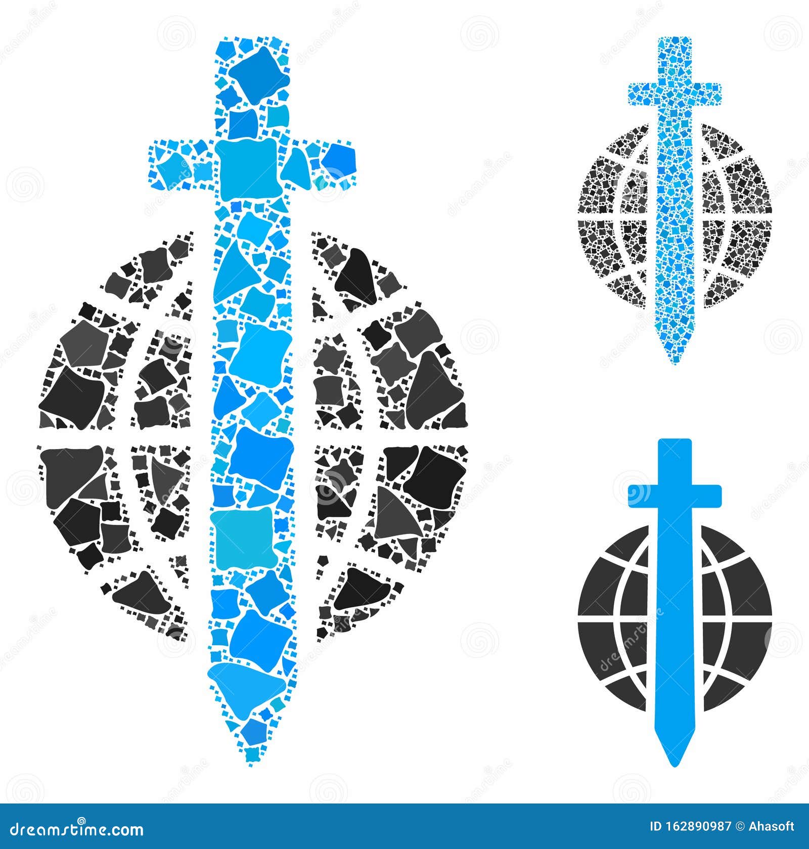 Sword Globe Mosaic Icon of Ragged Elements Stock Illustration ...