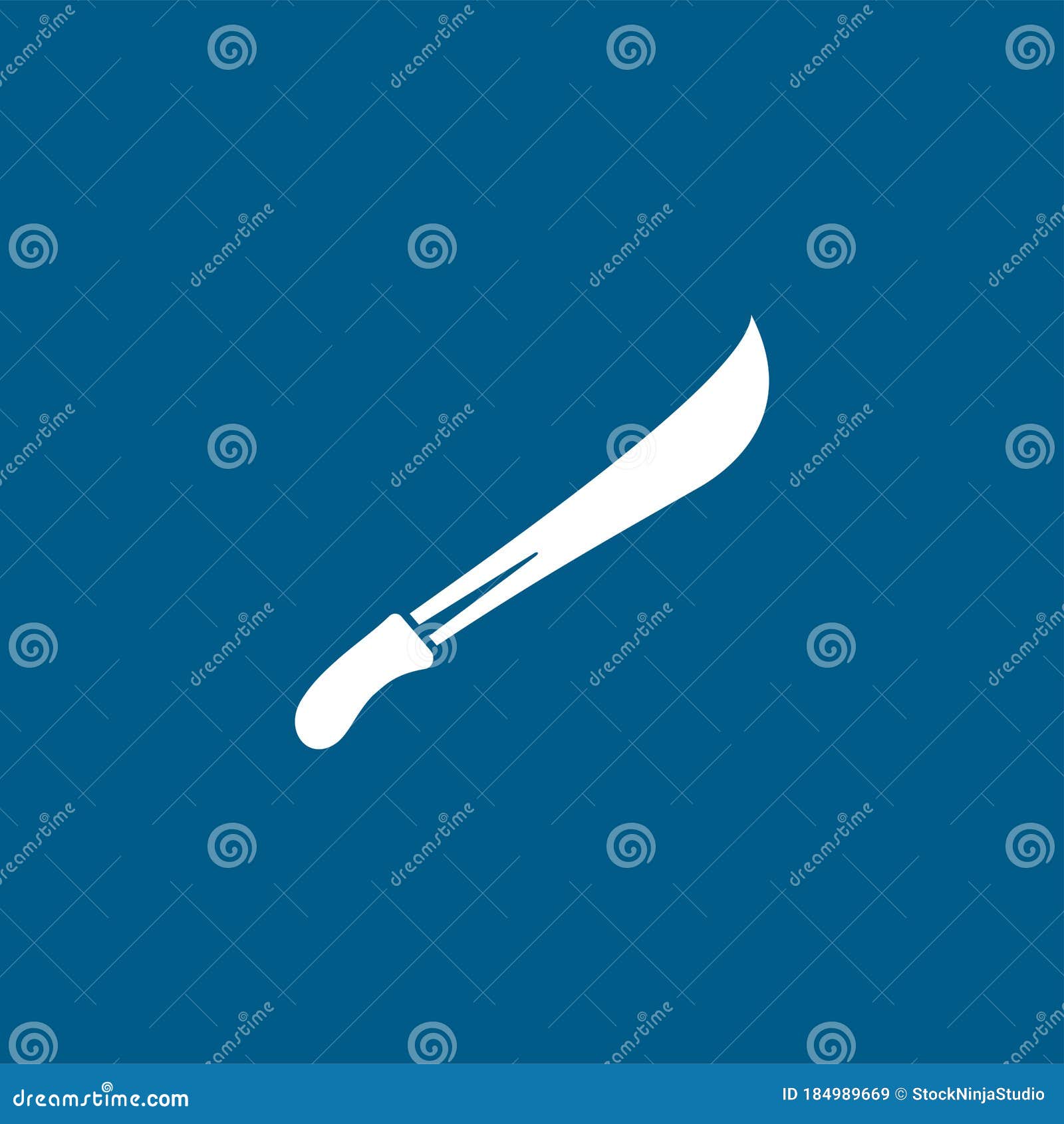 Sword Icon on Blue Background. Blue Flat Style Vector Illustration ...