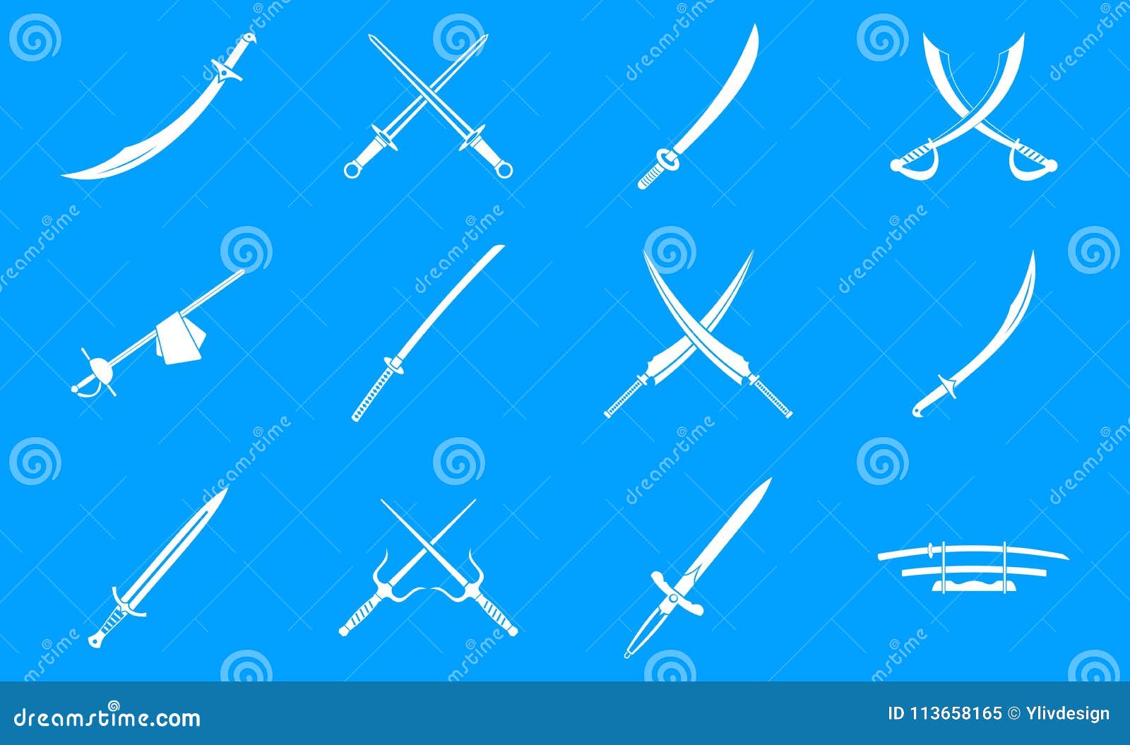 Sword icon blue set vector stock vector. Illustration of collection ...