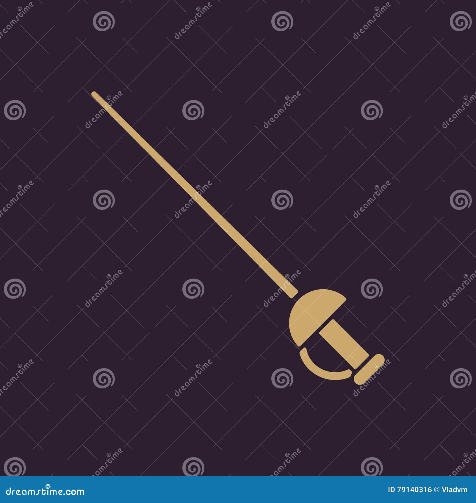 Epee Sword Among Rose Flowers Black And White Vector Emblem ...