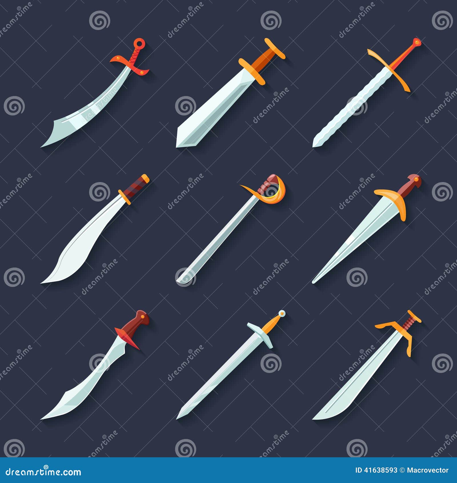 Sword icon flat stock vector. Illustration of icons, fantasy - 41638593