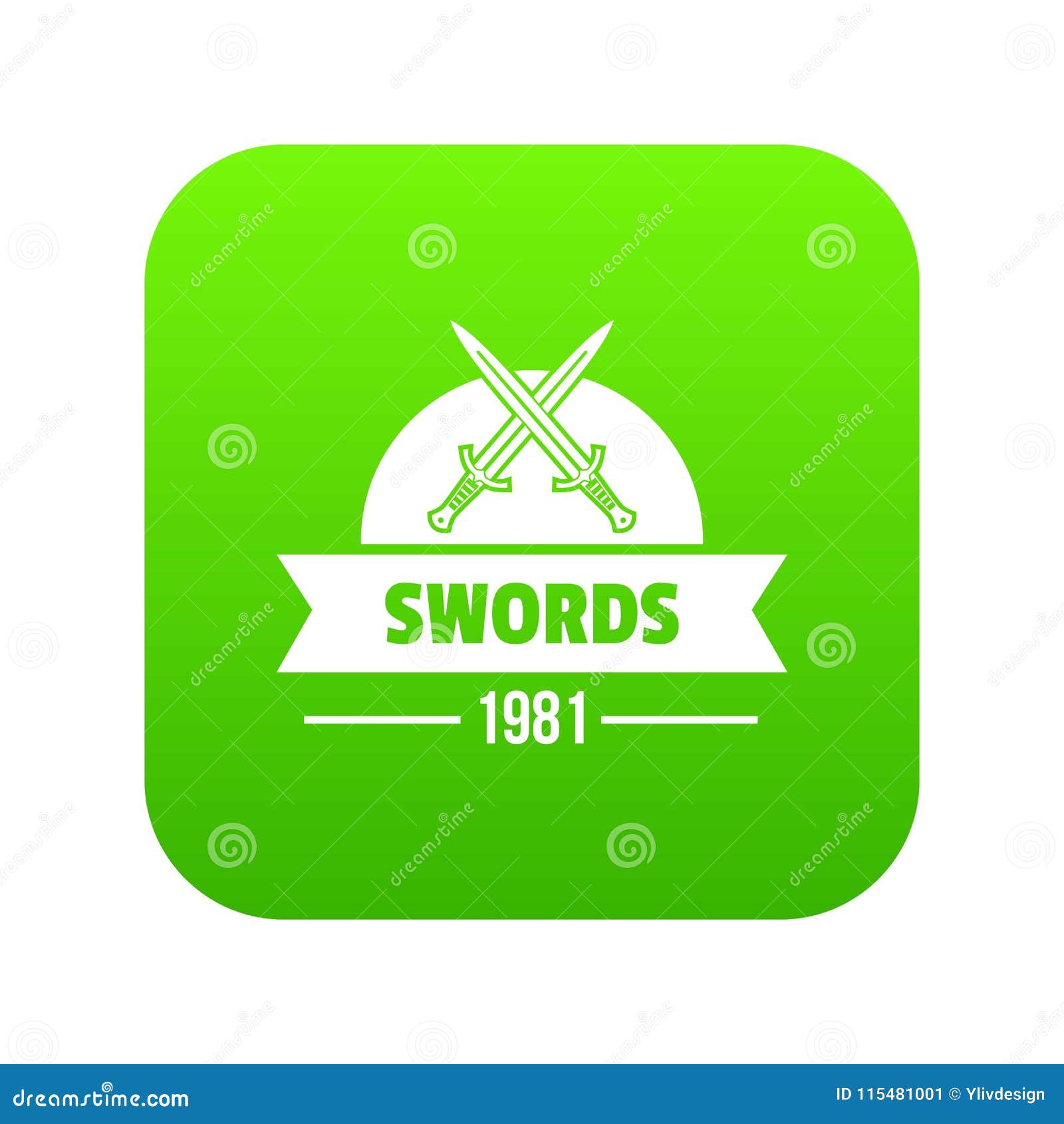 Sword icon green vector stock vector. Illustration of fight - 115481001