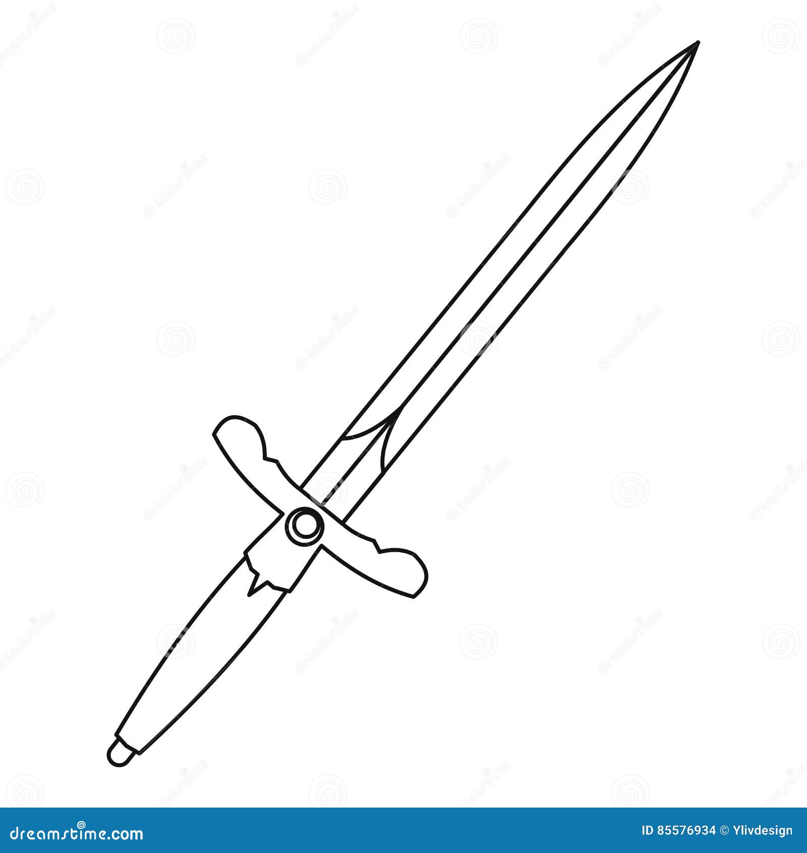 Sword icon, outline style stock vector. Illustration of fight - 85576934