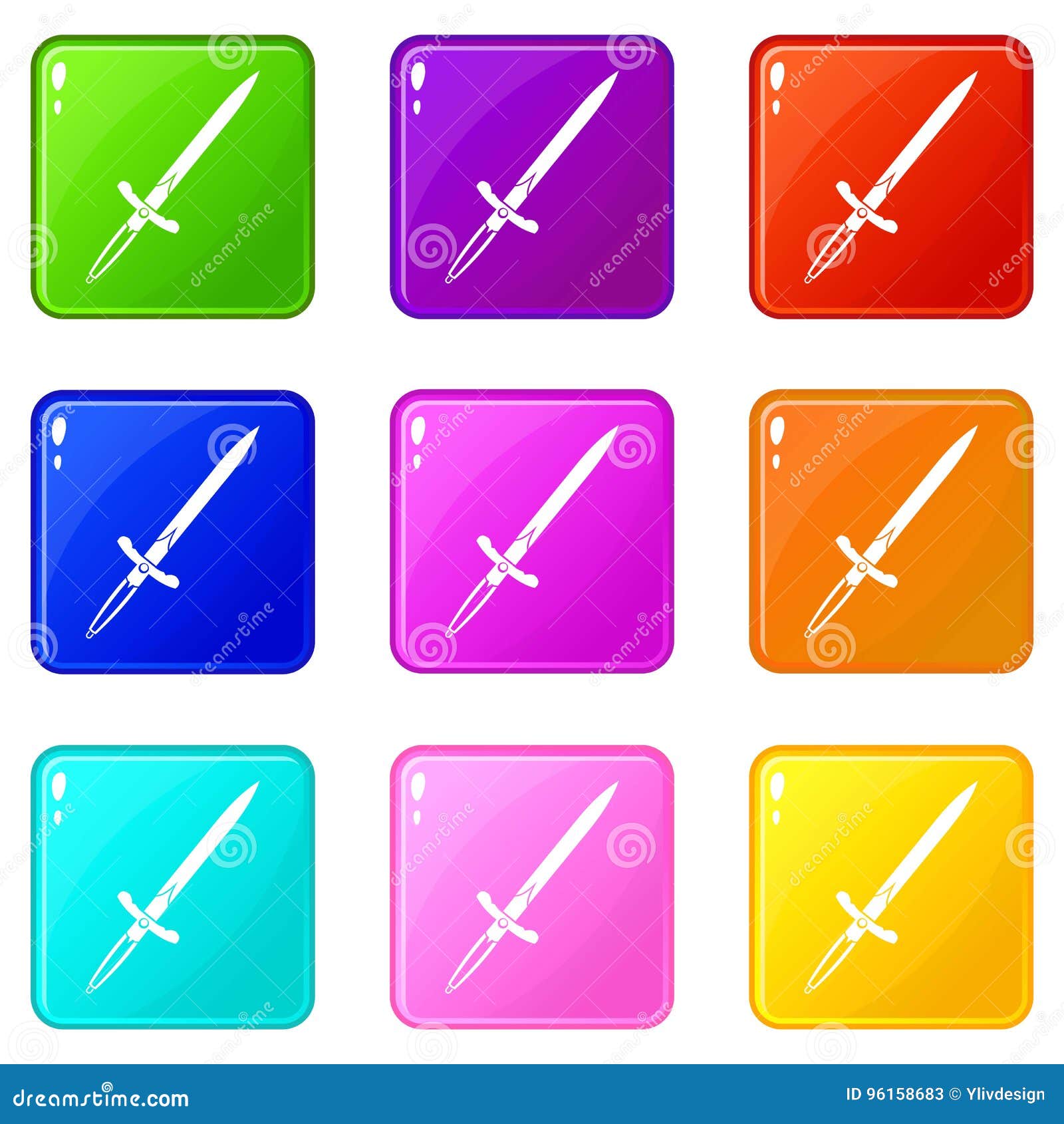 Sword icons 9 set stock vector. Illustration of metal - 96158683