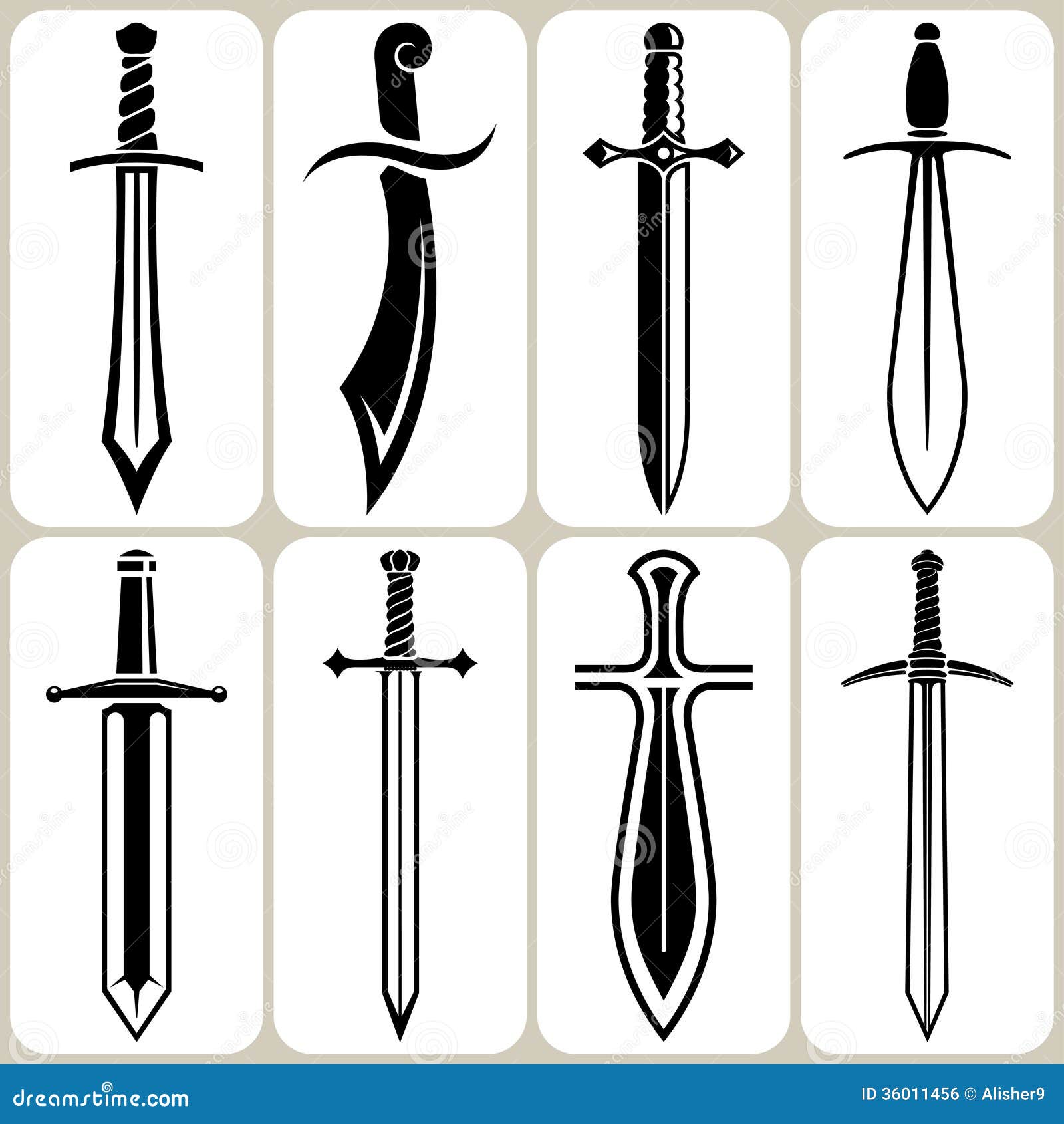 Sword Icons Set stock vector. Illustration of fantasy - 36011456