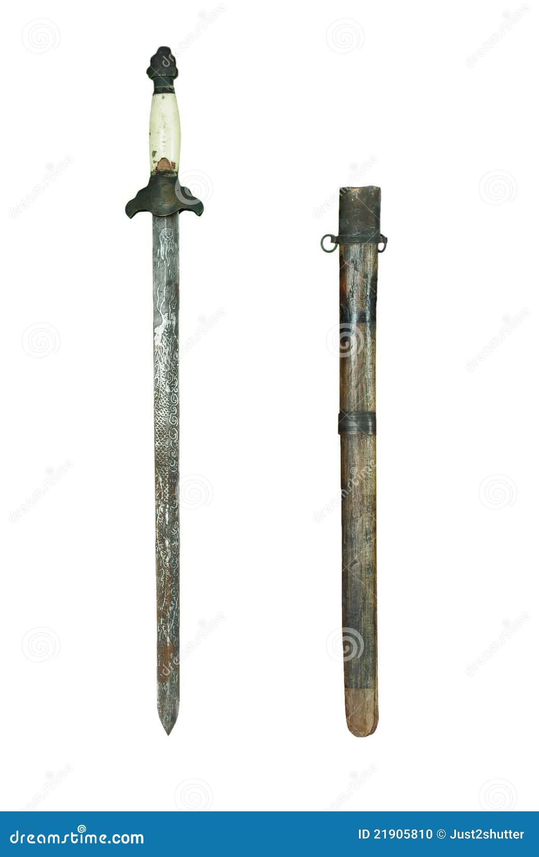 Sword isolated on white stock photo. Image of medieval - 21905810