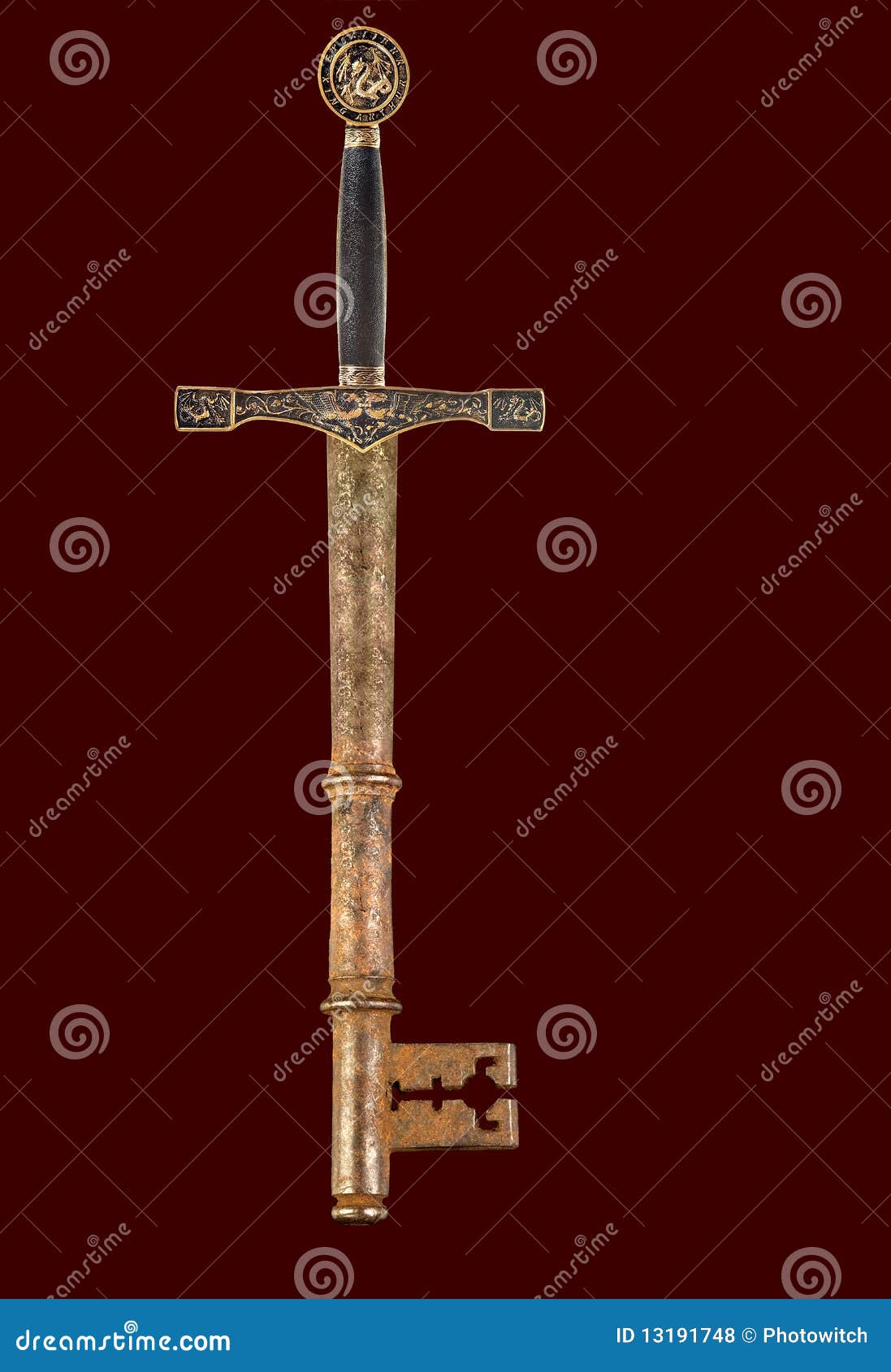 Sword and key stock photo. Image of brass, metal, antique - 13191748