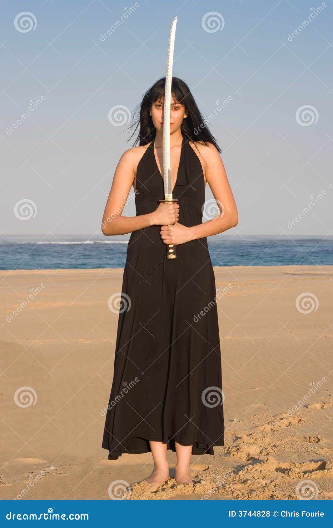 Sword Lady stock photo. Image of feminine, model, blue - 3744828